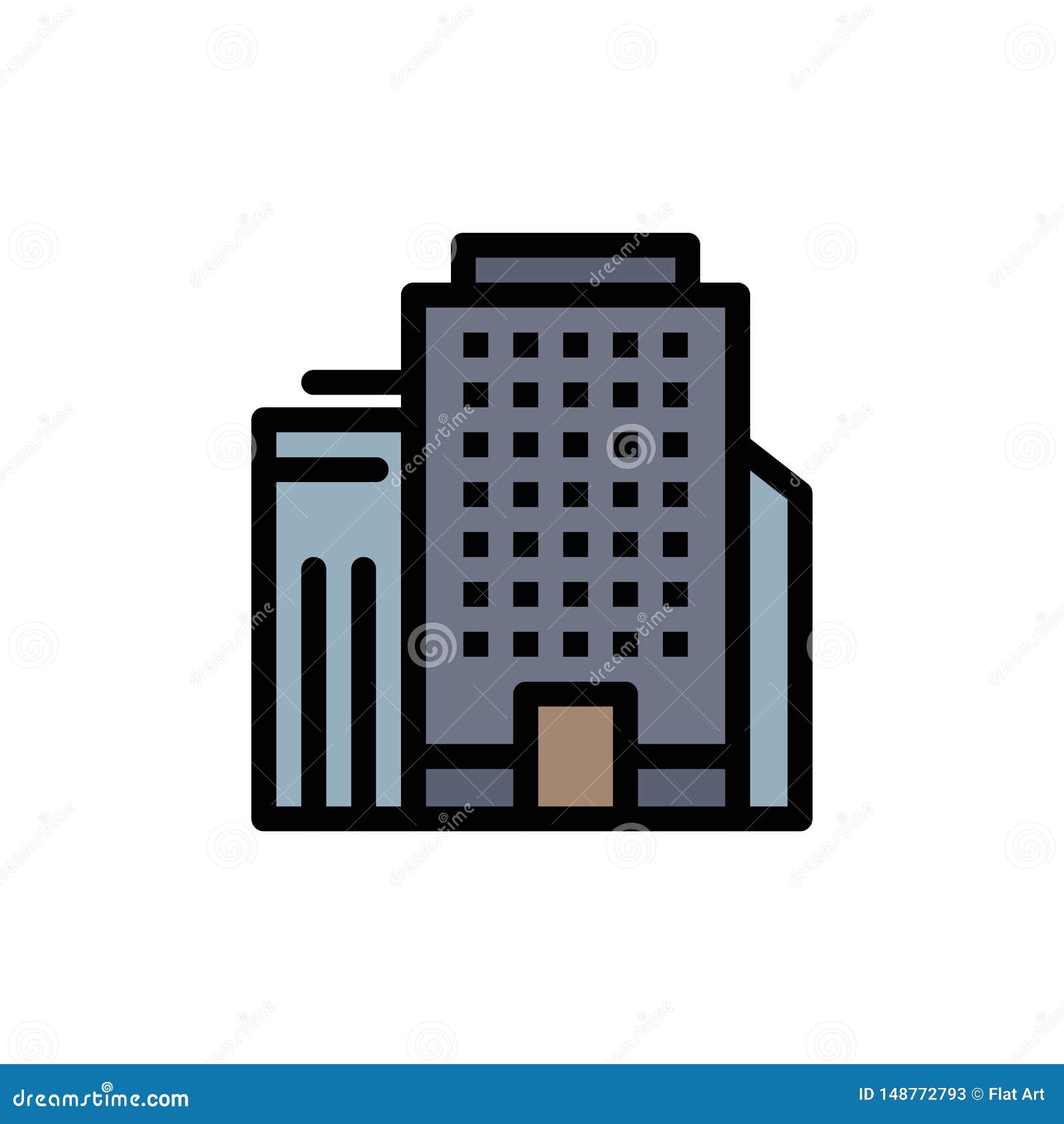 Office, Building, Job Flat Color Icon. Vector Icon Banner Template ...