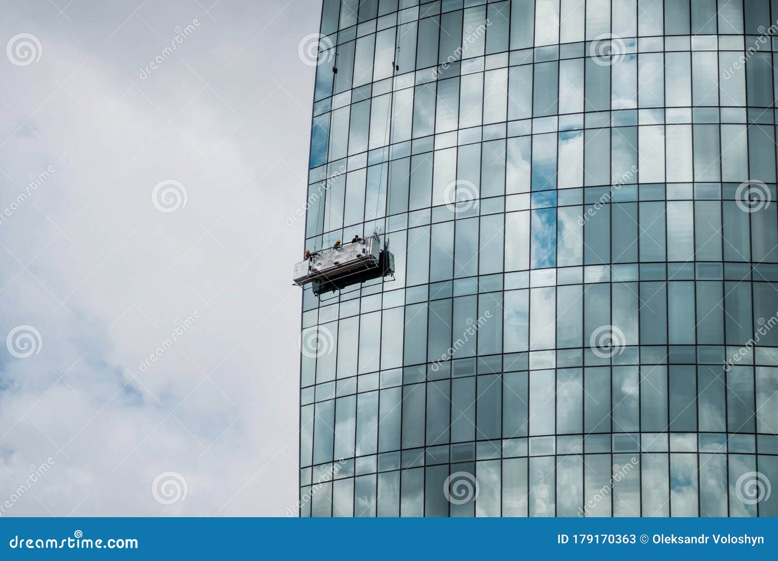 Office Building Maintenance, Glass Facade Cleaning with Cradle Stock ...