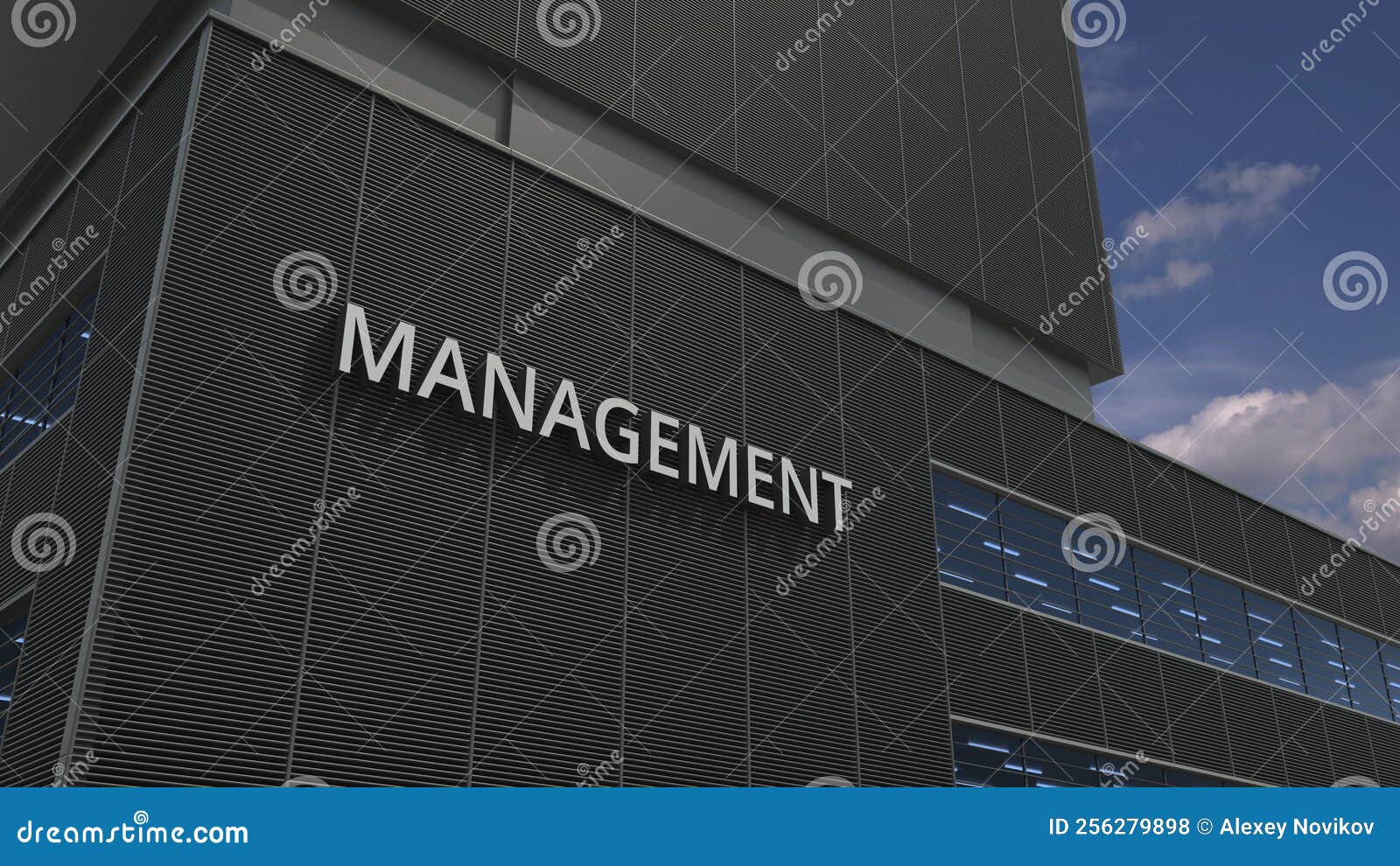 Office Building with MANAGEMENT Signboard, 3d Rendering Stock ...