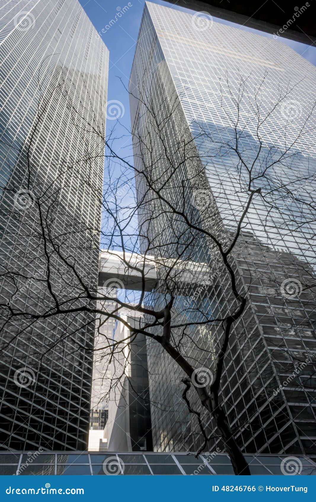 Office Building in New York City with Bridge Crossover. Editorial Photo ...