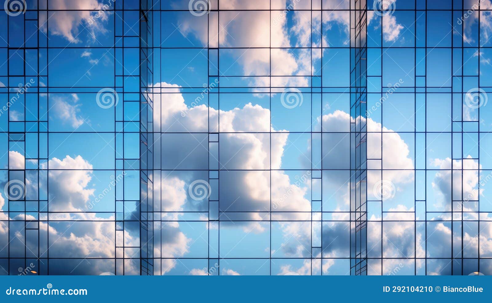 Office Building with Many Windows Reflect Cloud and Sky, Creative ...