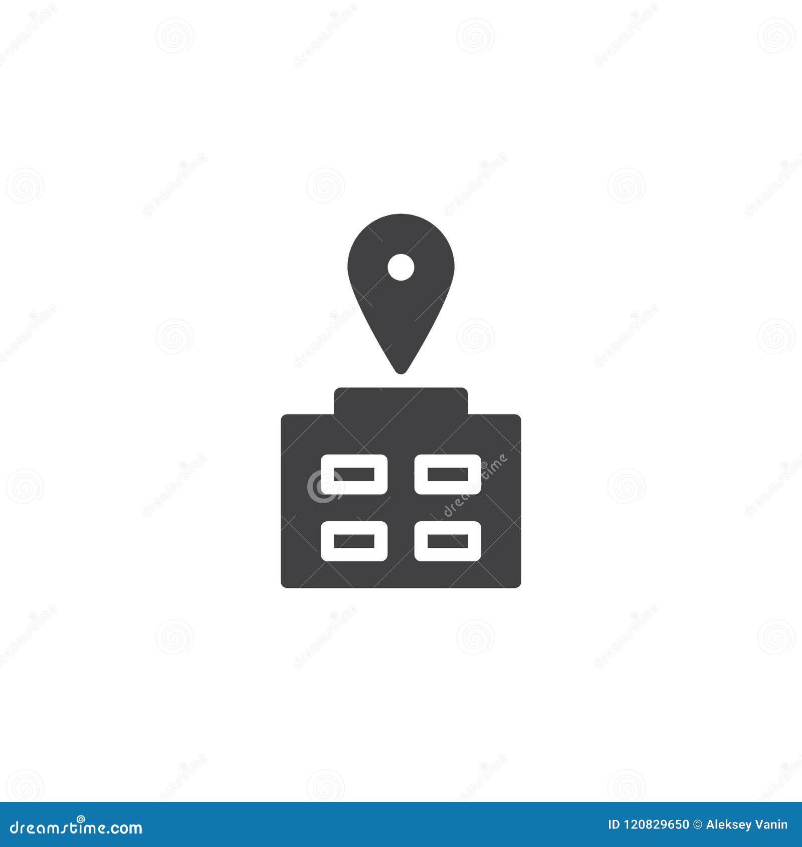 Office Building and Map Pin Vector Icon Stock Vector - Illustration of ...