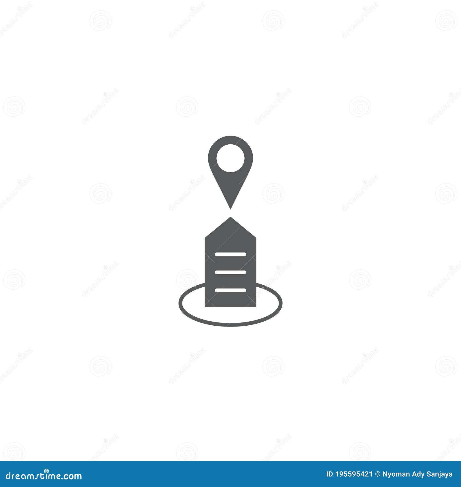 Office Building and Map Pin Vector Icon Symbol Isolated on White ...