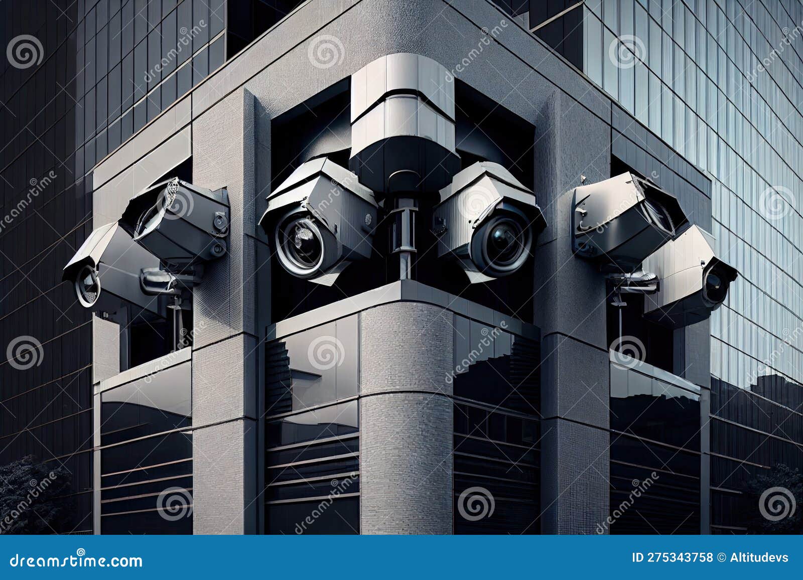 Office Building with Multiple Security Cameras, Visible from the ...