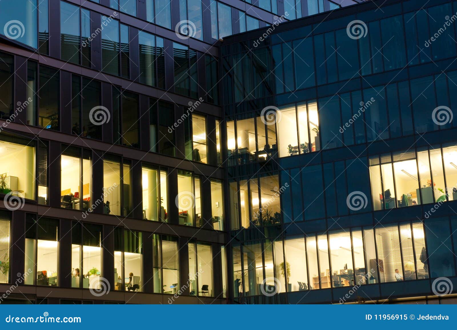 Office Building in the Night Stock Image - Image of lights, concrete ...