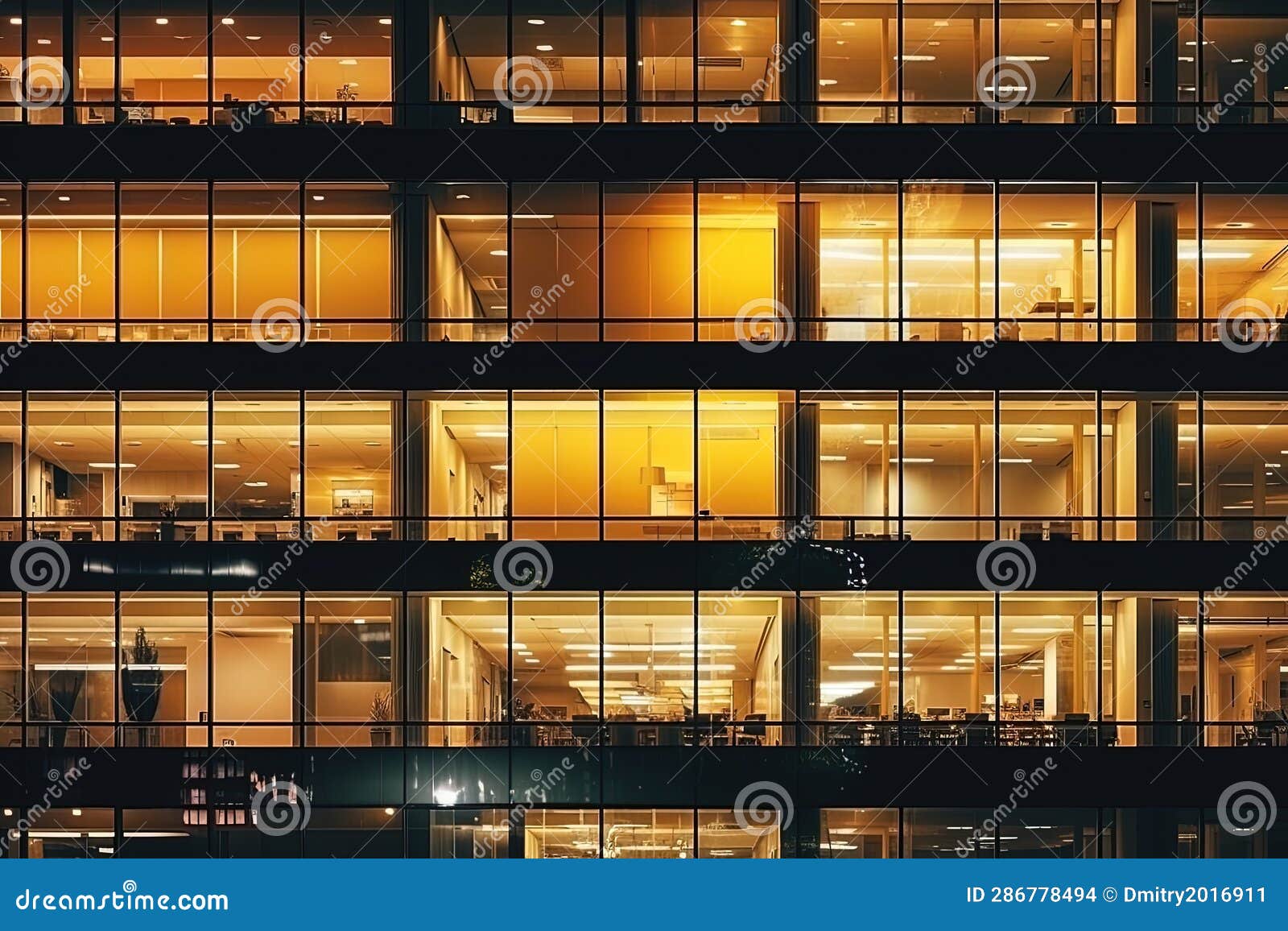 Office building at night. stock illustration. Illustration of ...