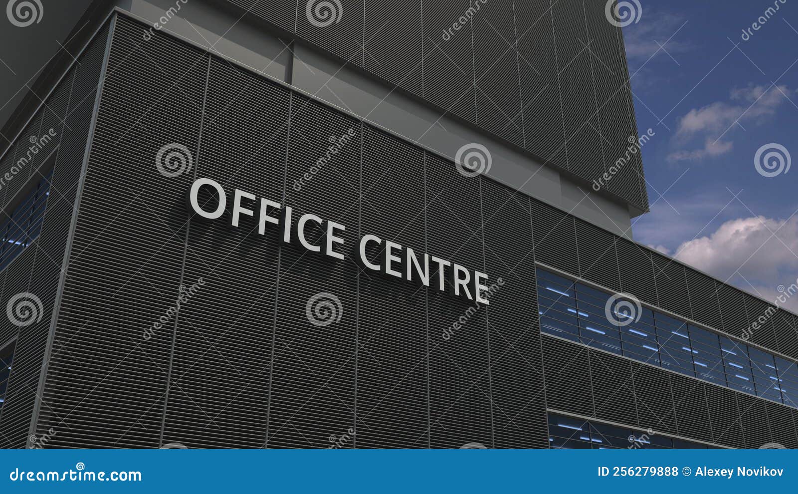 Office Building with OFFICE CENTRE Signboard, 3d Rendering Stock ...