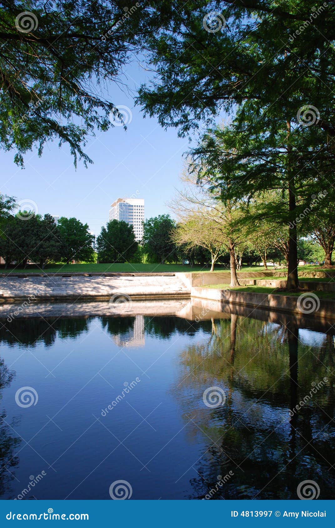 Office building with pond stock image. Image of magnolia - 4813997