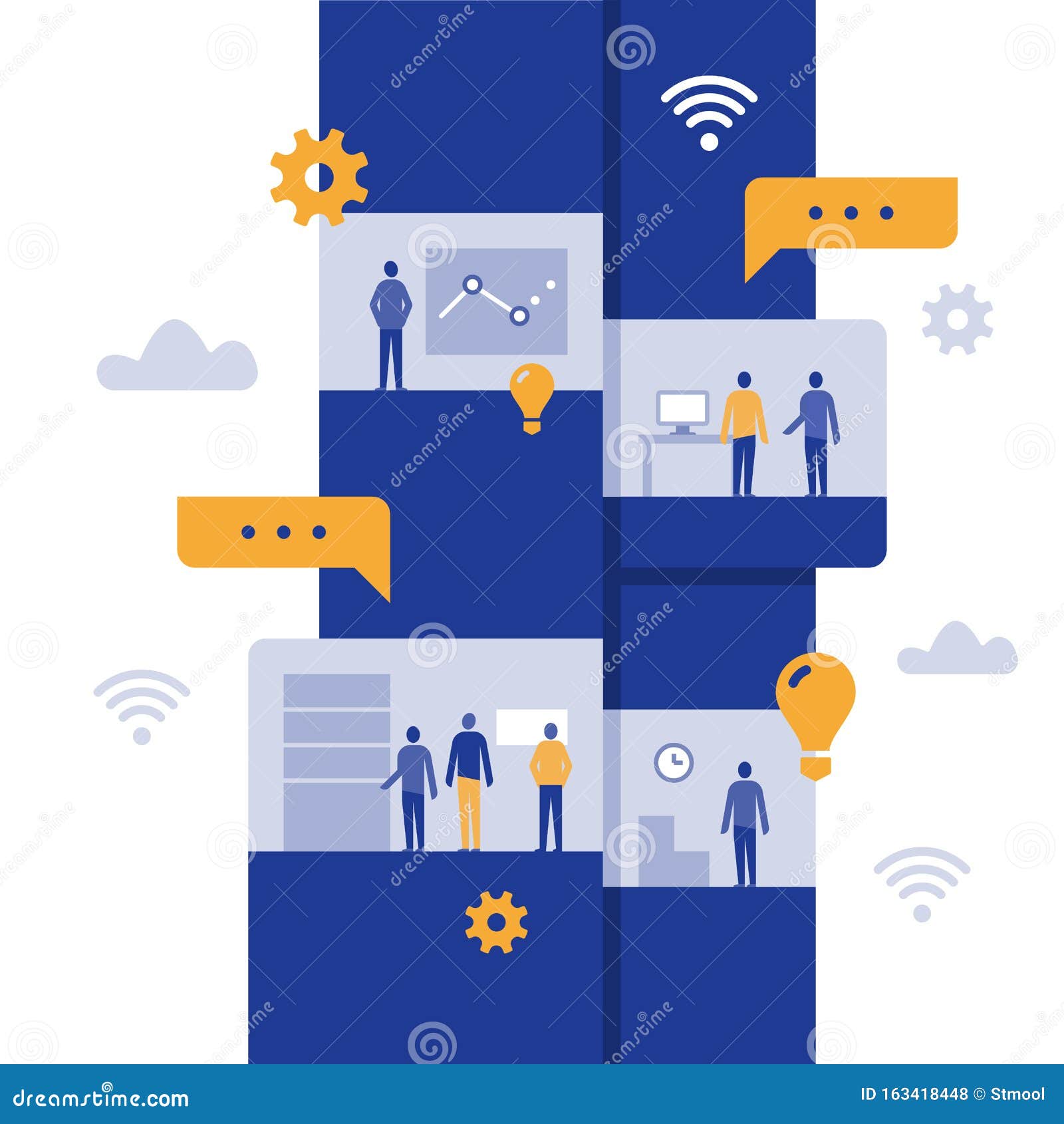 Office Building, Rental Workplace, Co-working Concept, Tiny People ...