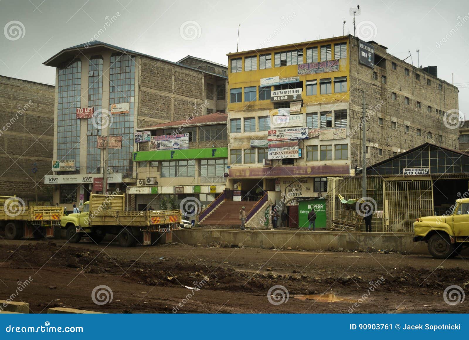 Office Building and Road Under Construction in Developing Country ...