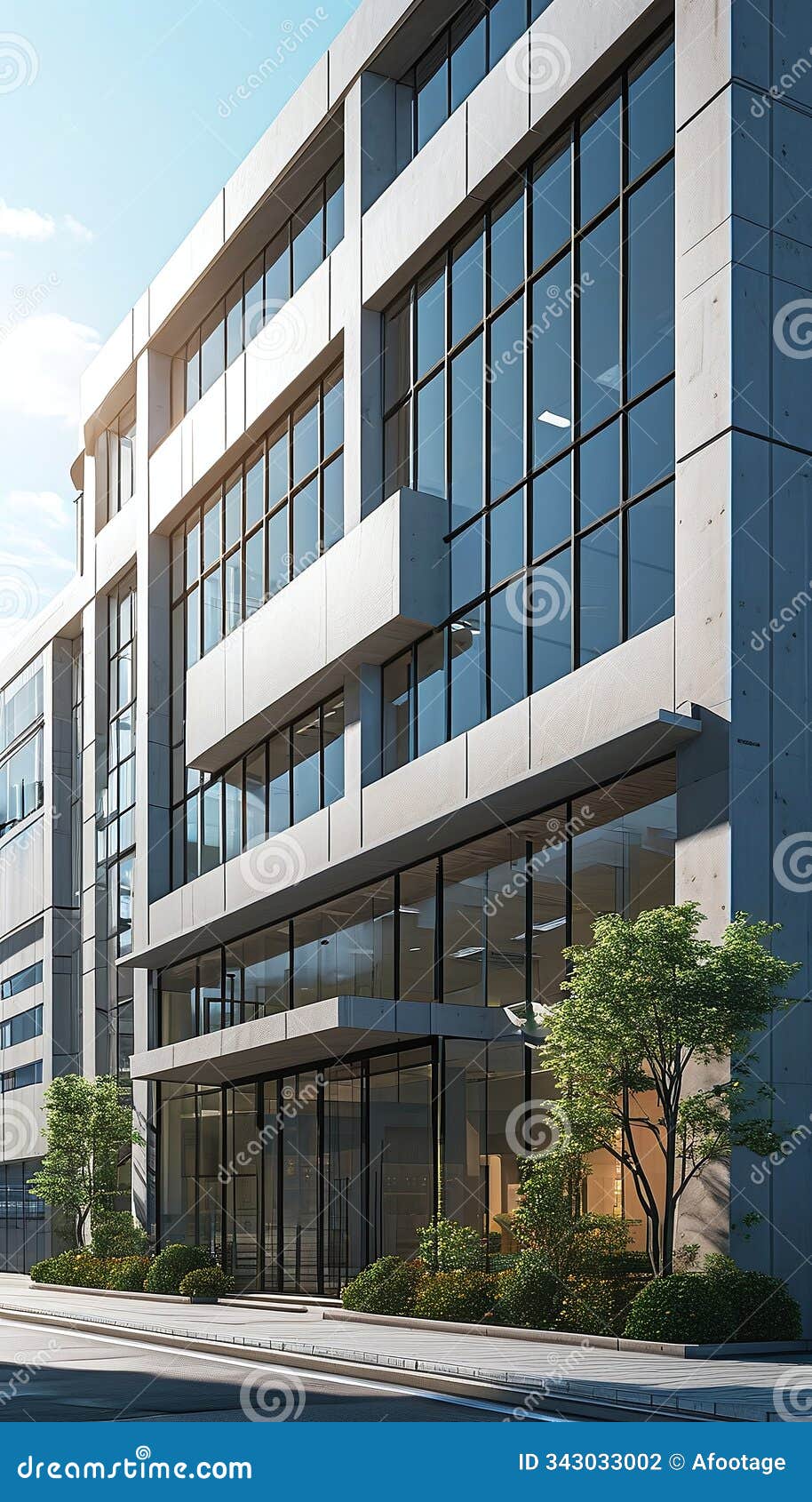 An OFFICE BUILDING TOWER, FACADE Stock Illustration - Illustration of ...
