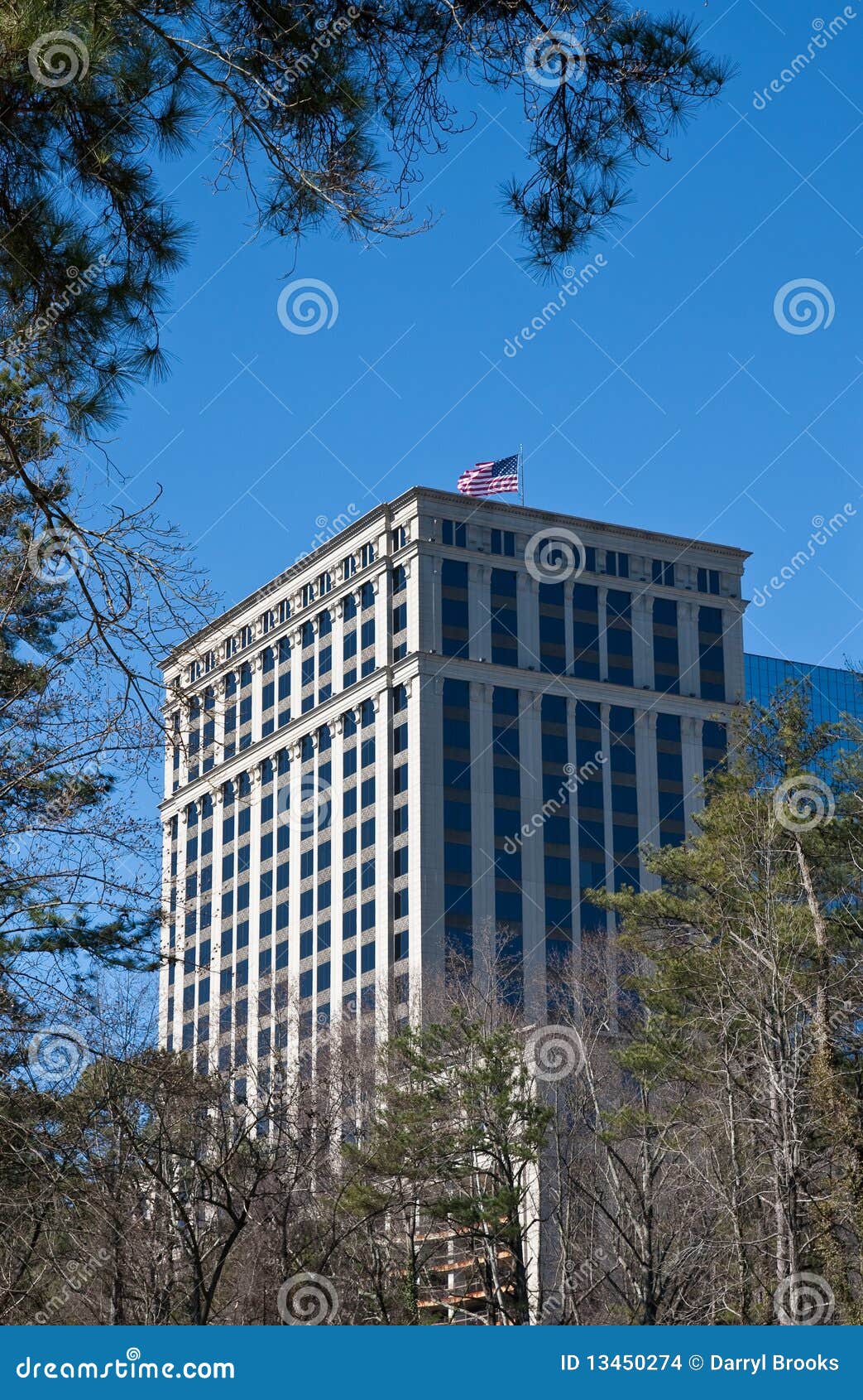 Office Building through Trees Stock Photo - Image of glass, blue: 13450274