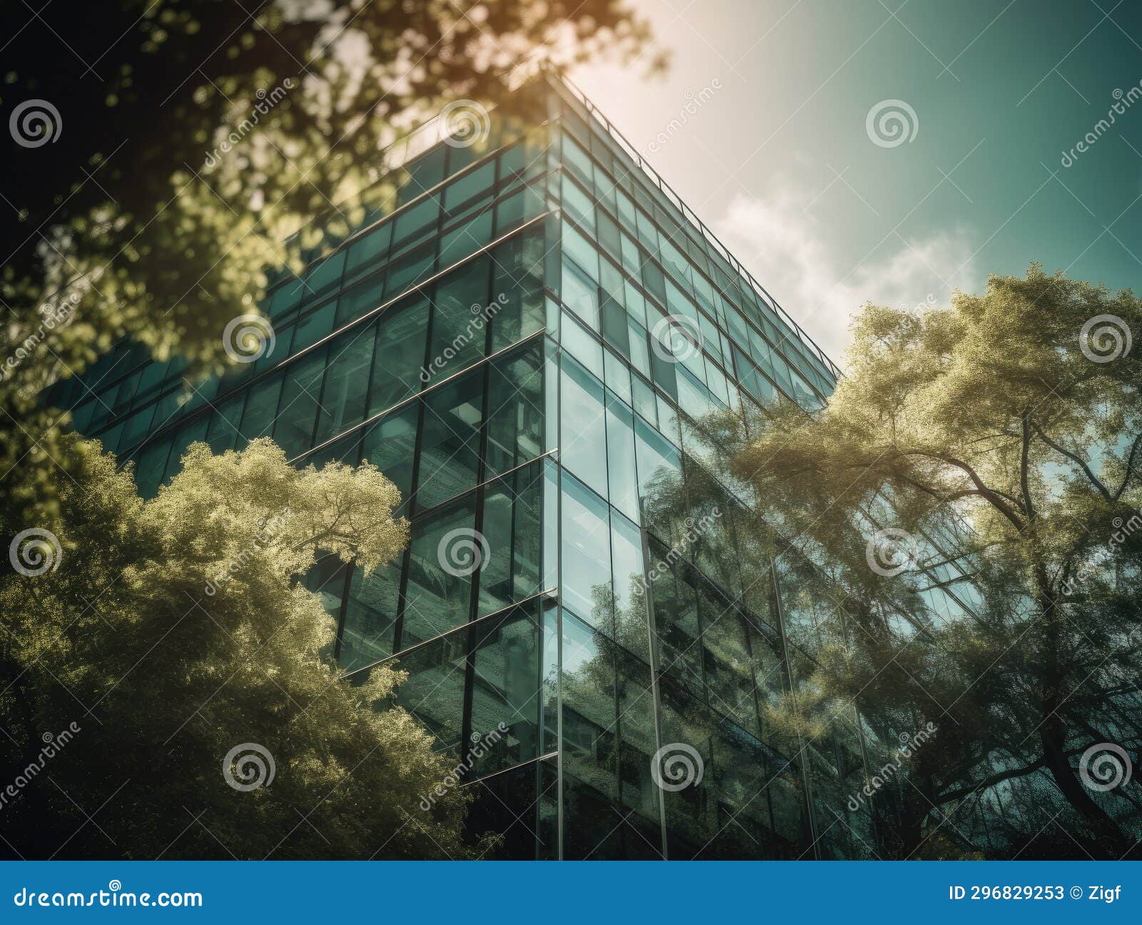 Office Building with Trees in the Background Stock Illustration ...
