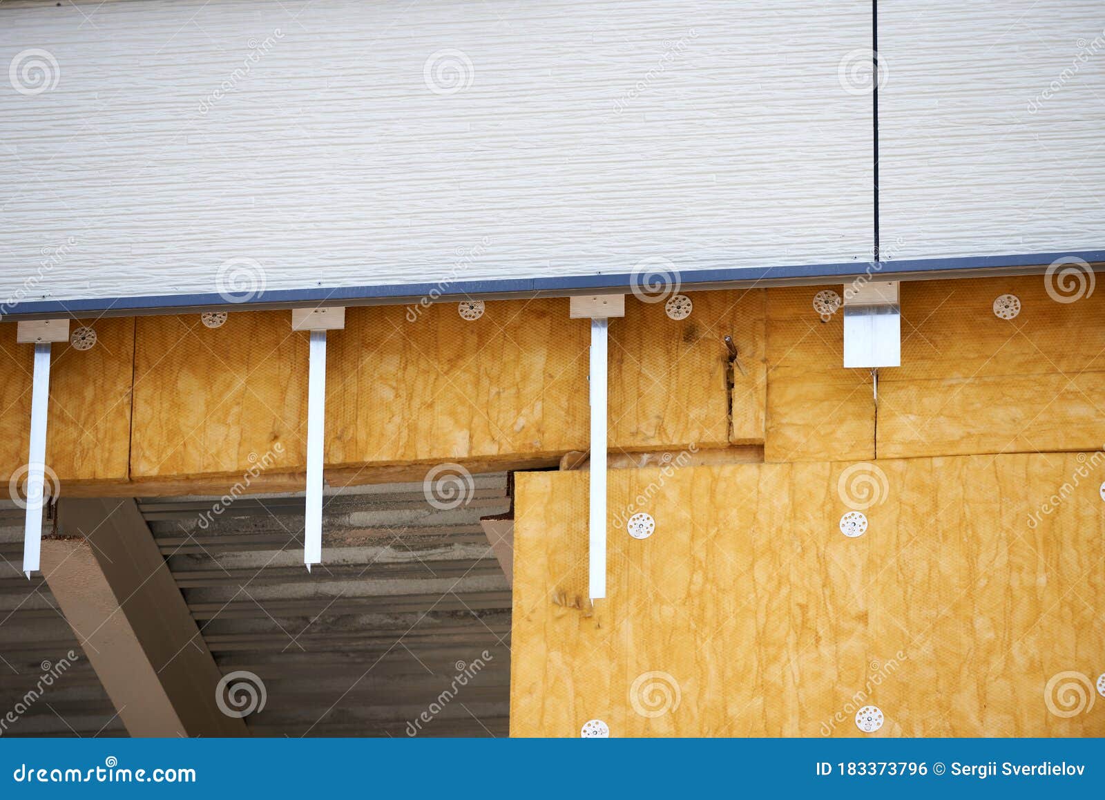 Office Building Under Construction. Facing and Insulation of Walls ...
