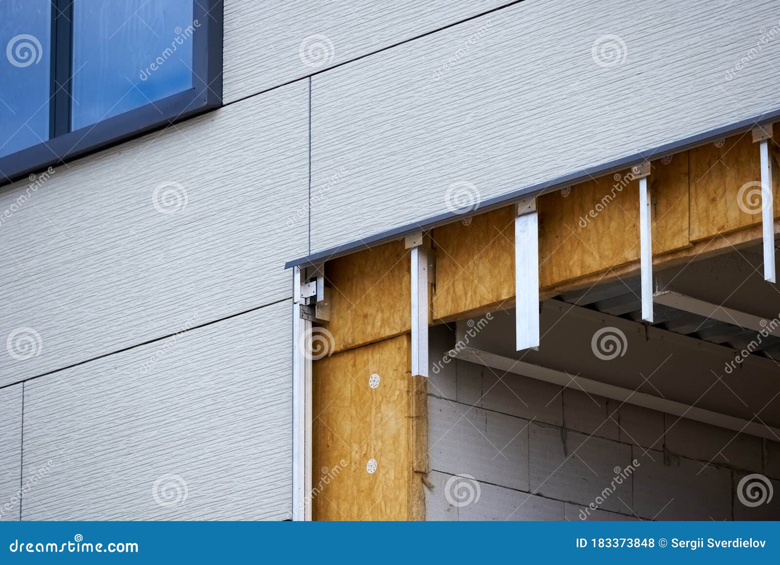 Office Building Under Construction. Facing and Insulation of Walls ...