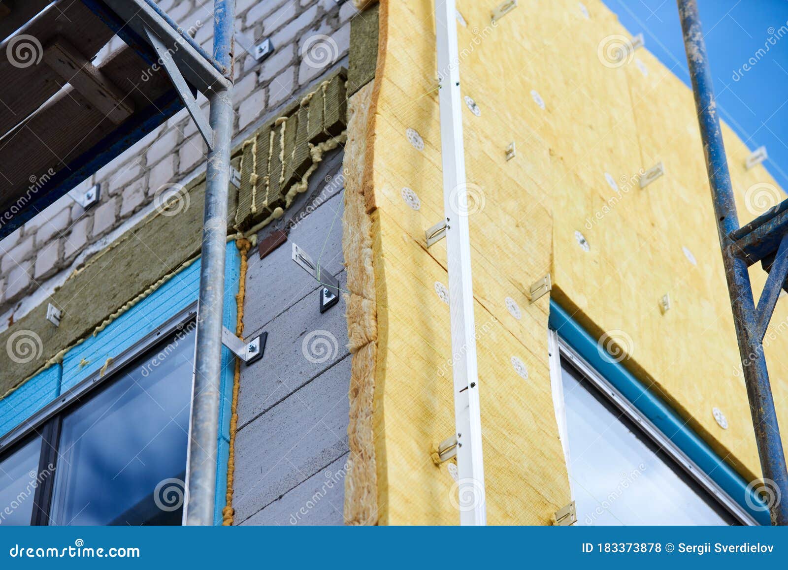 Office Building Under Construction. Facing and Insulation of Walls ...