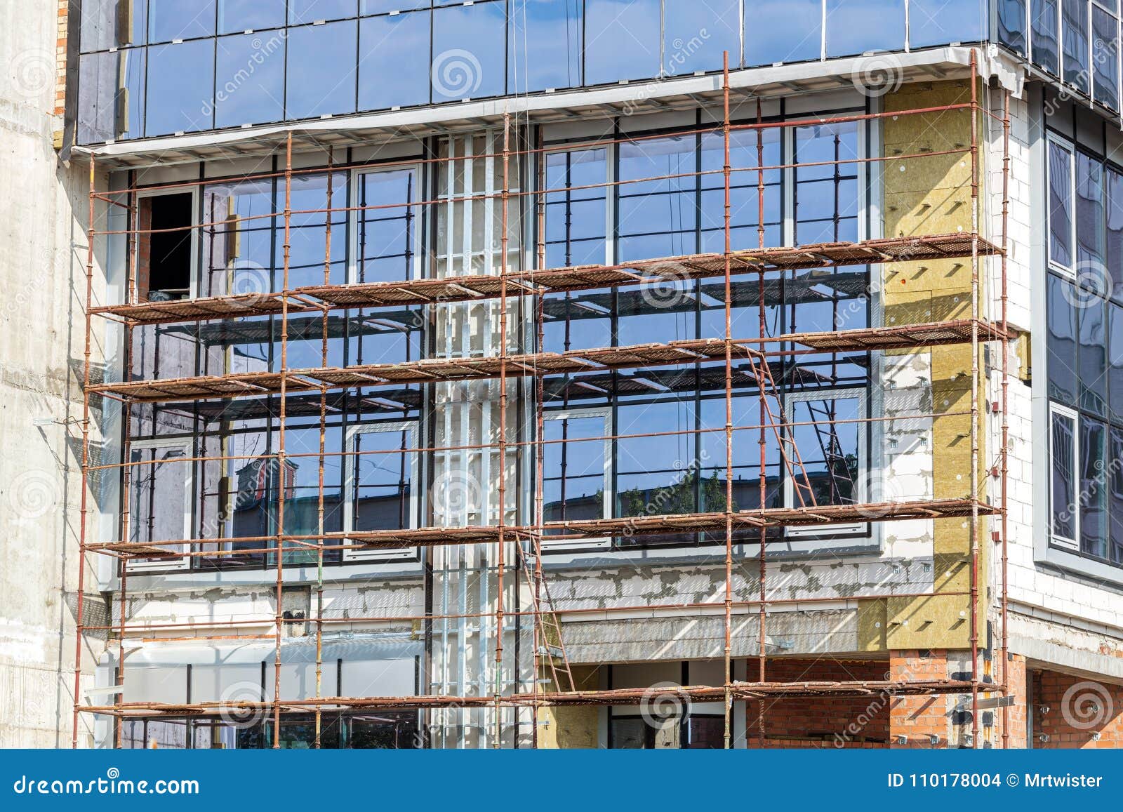 Office Building Under Construction. Building Site with Scaffoldi Stock ...