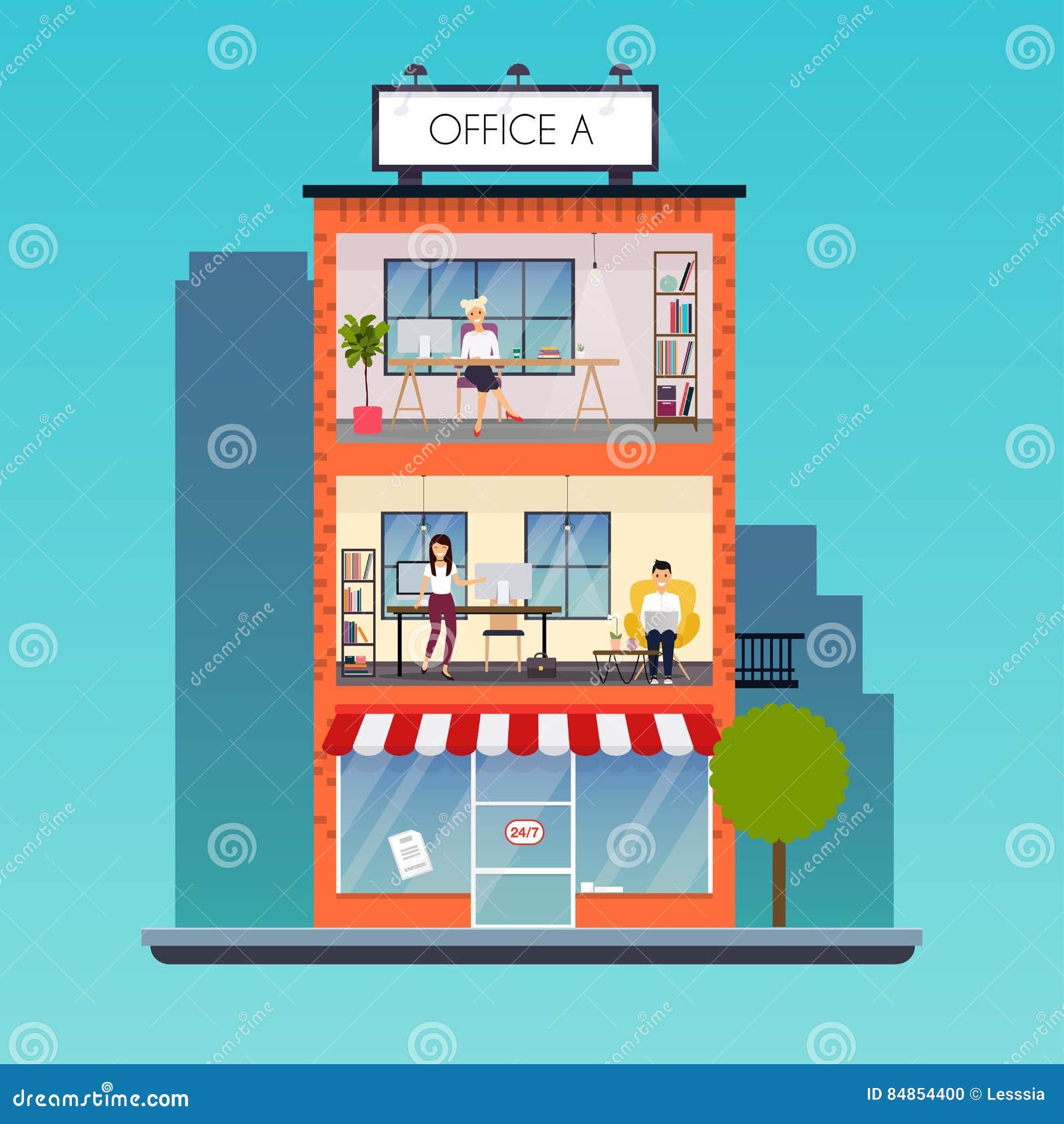 Cartoon Building Office Work Royalty-Free Illustration | CartoonDealer ...