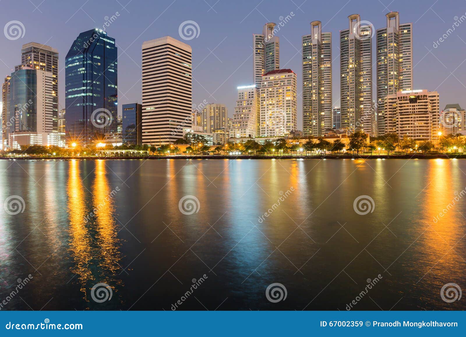 Office Building Water Front Night View Stock Image - Image of condo ...