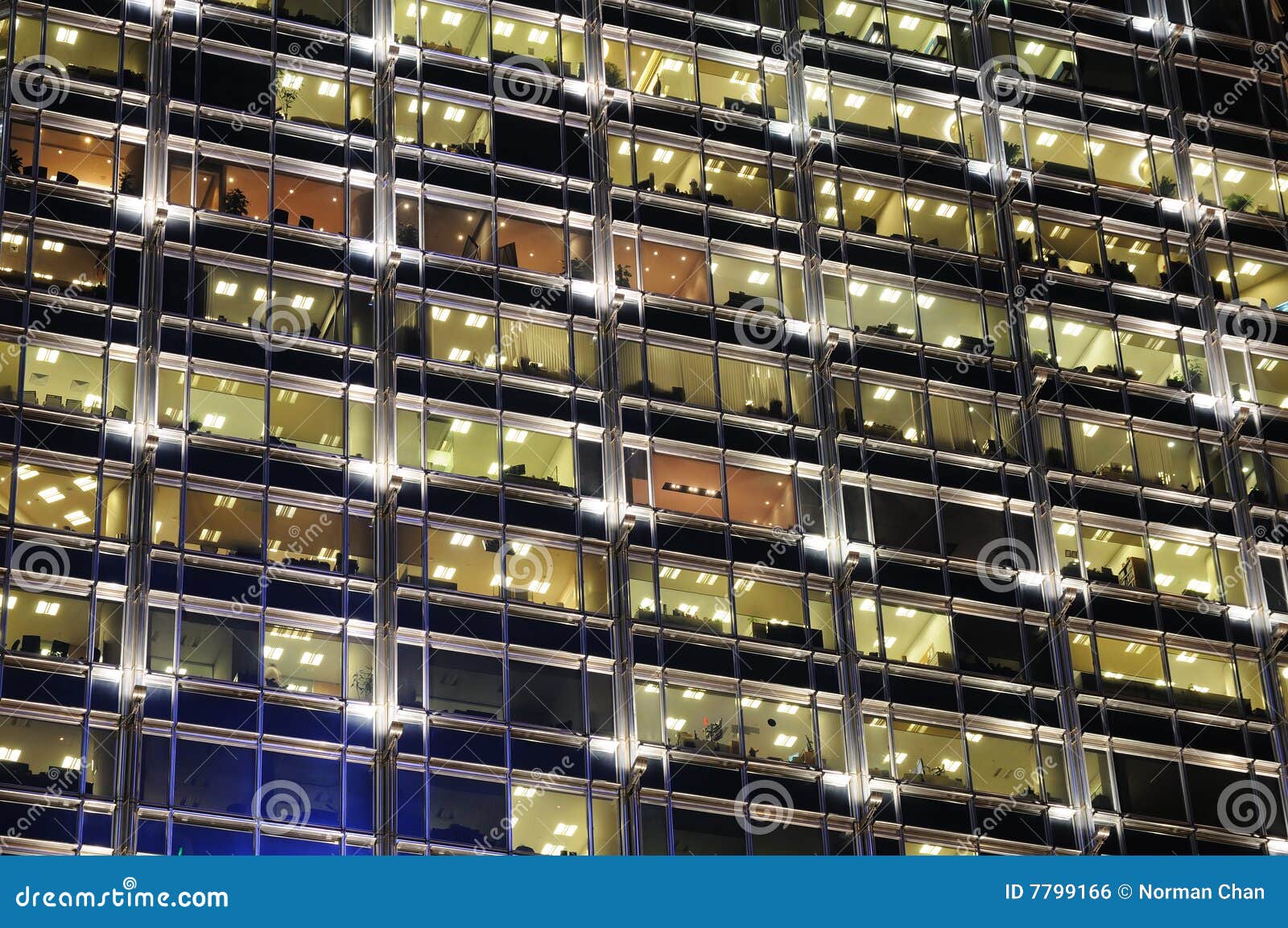 Office Building Windows at Night Stock Photo - Image of office, neon ...