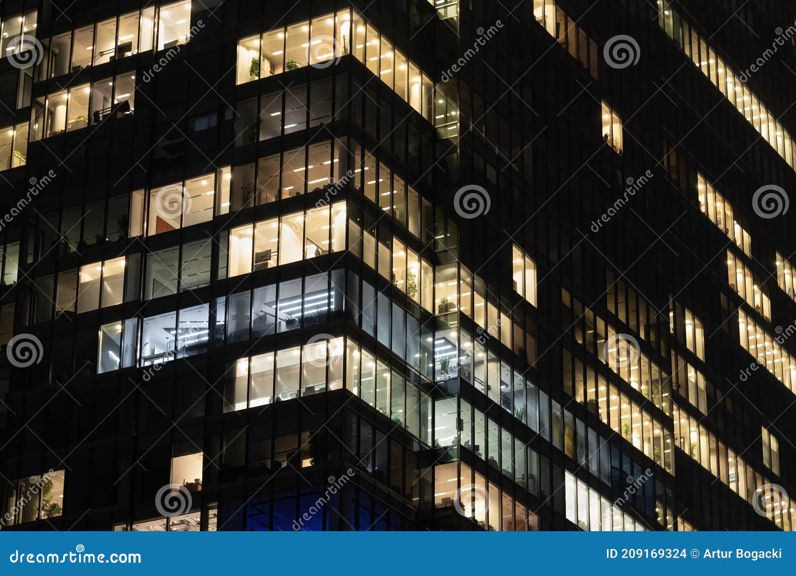 Office Building Windows at Night Corporate Background Stock Photo ...