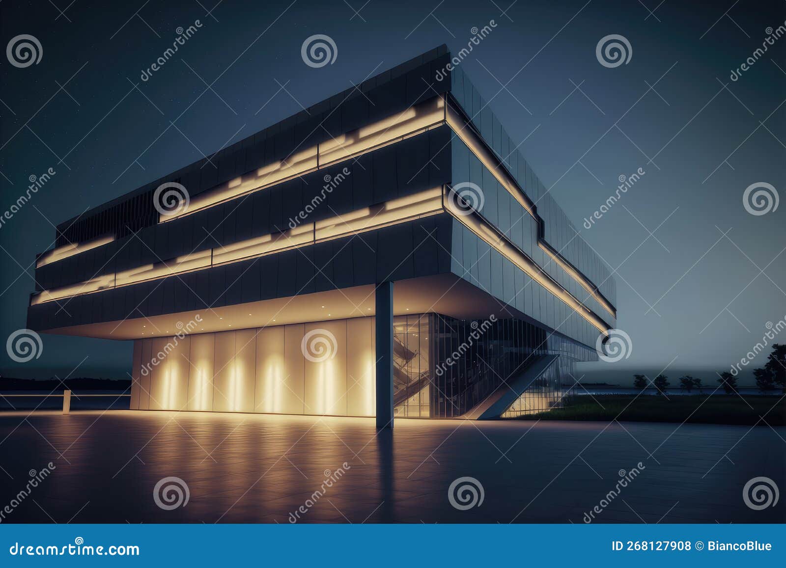 Office Buildings and Modern Architecture at Night Stock Photo - Image ...
