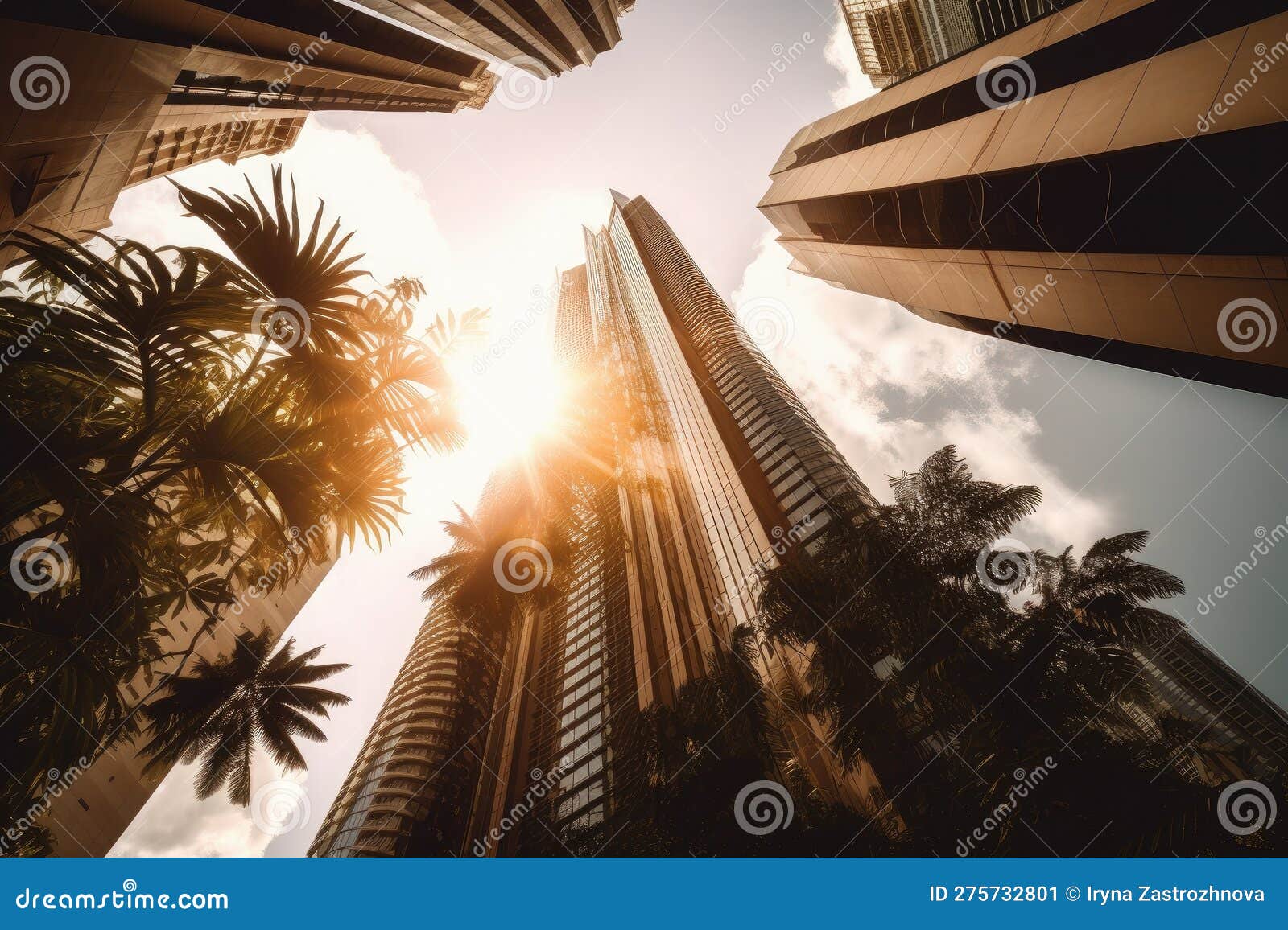 Office Buildings in the Sun, View from the Bottom Up. Generative Ai ...