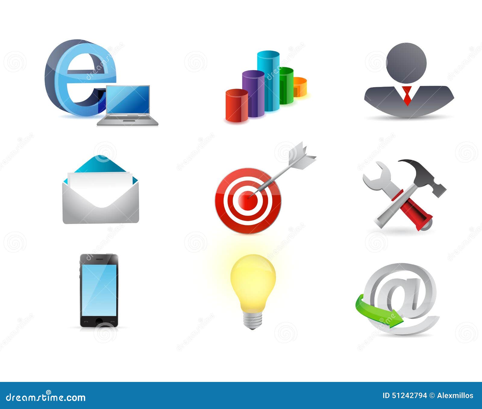 Office Business Concept Icon Set Illustration Stock Illustration ...