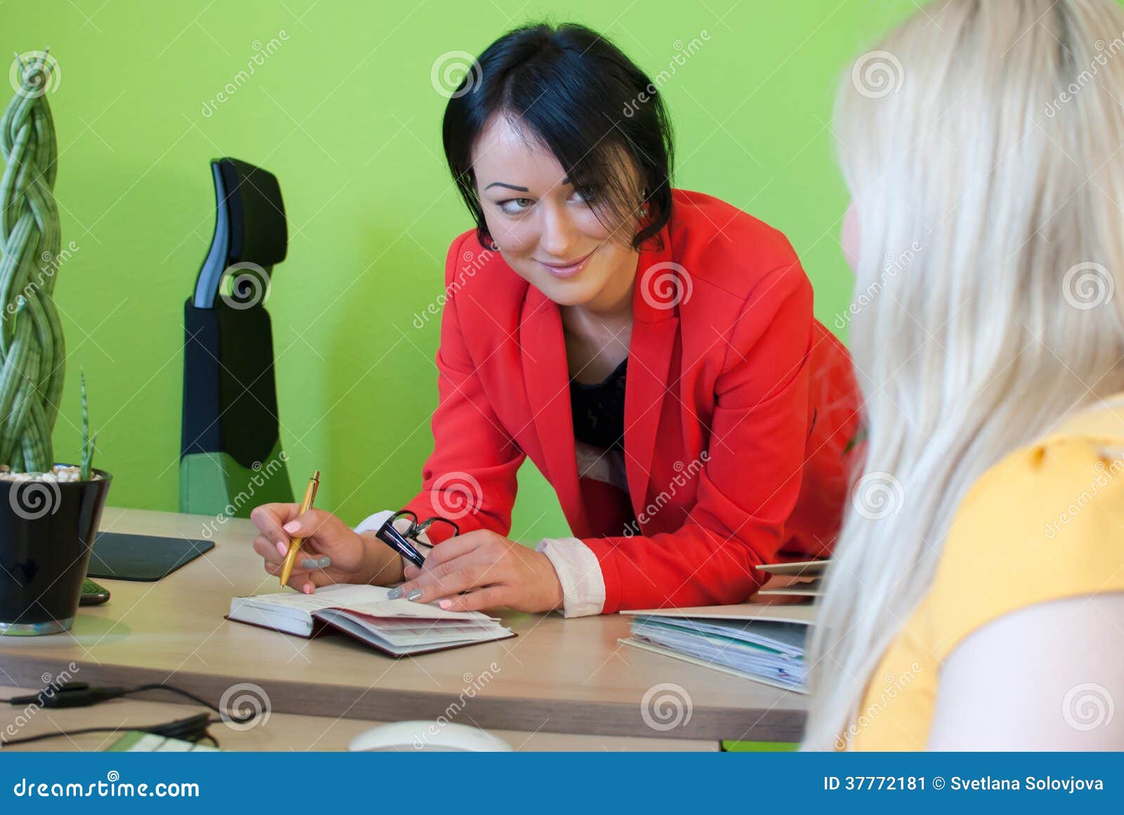 Office Business Dialogue Woman Two Talking Work Stock Image - Image of ...