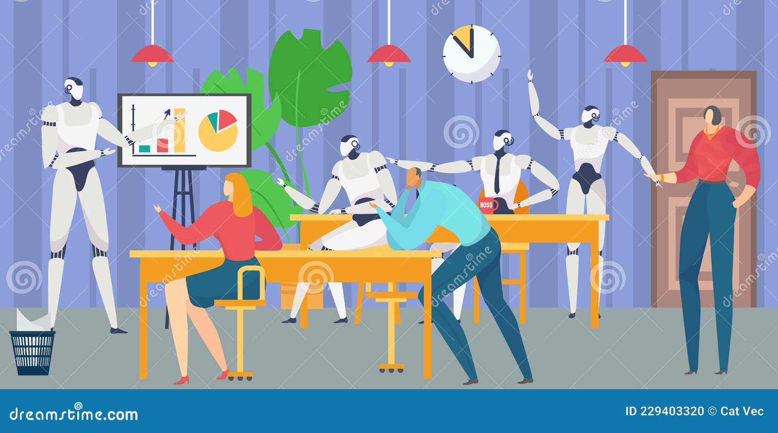 Office Business Employees Clerk Character Cooperation with Future ...