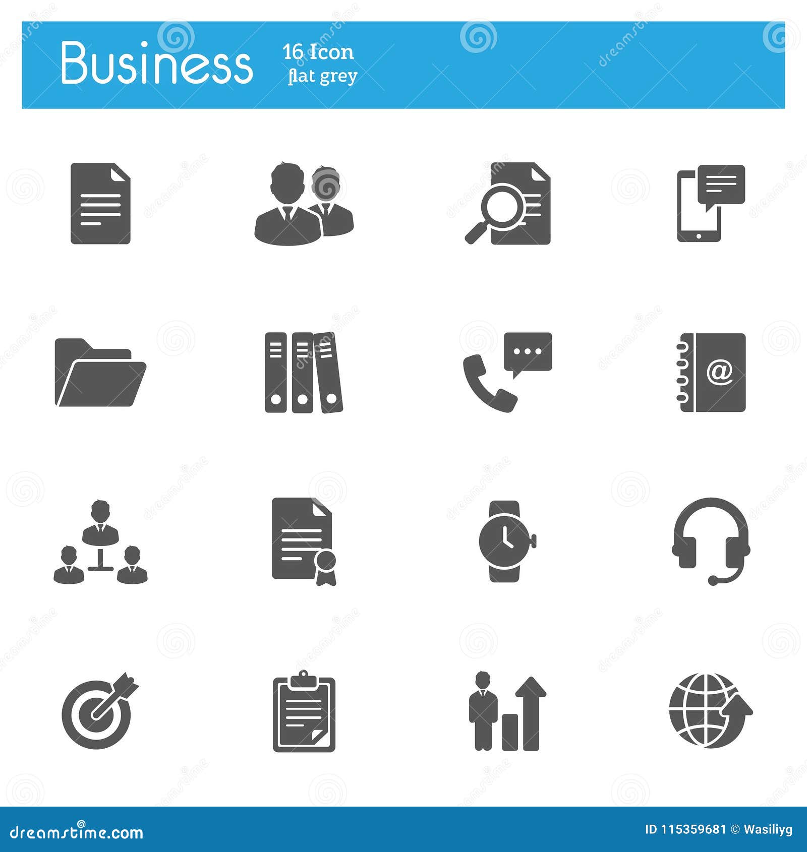 Office and Business Flat Gray Icons Set of 16 Stock Vector ... Office and Business Flat Gray Icons Set of 16 Stock Vector ...