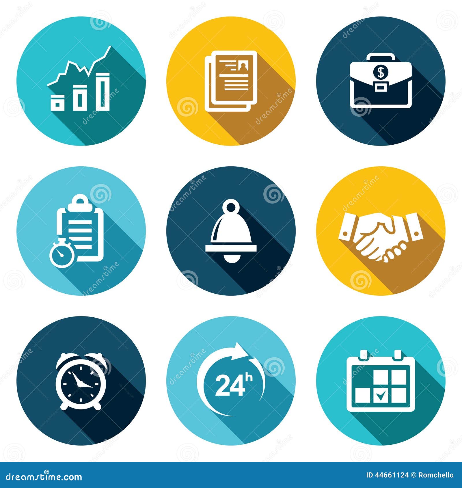 Office Business Flat Icons Set Stock Illustration - Illustration of ...