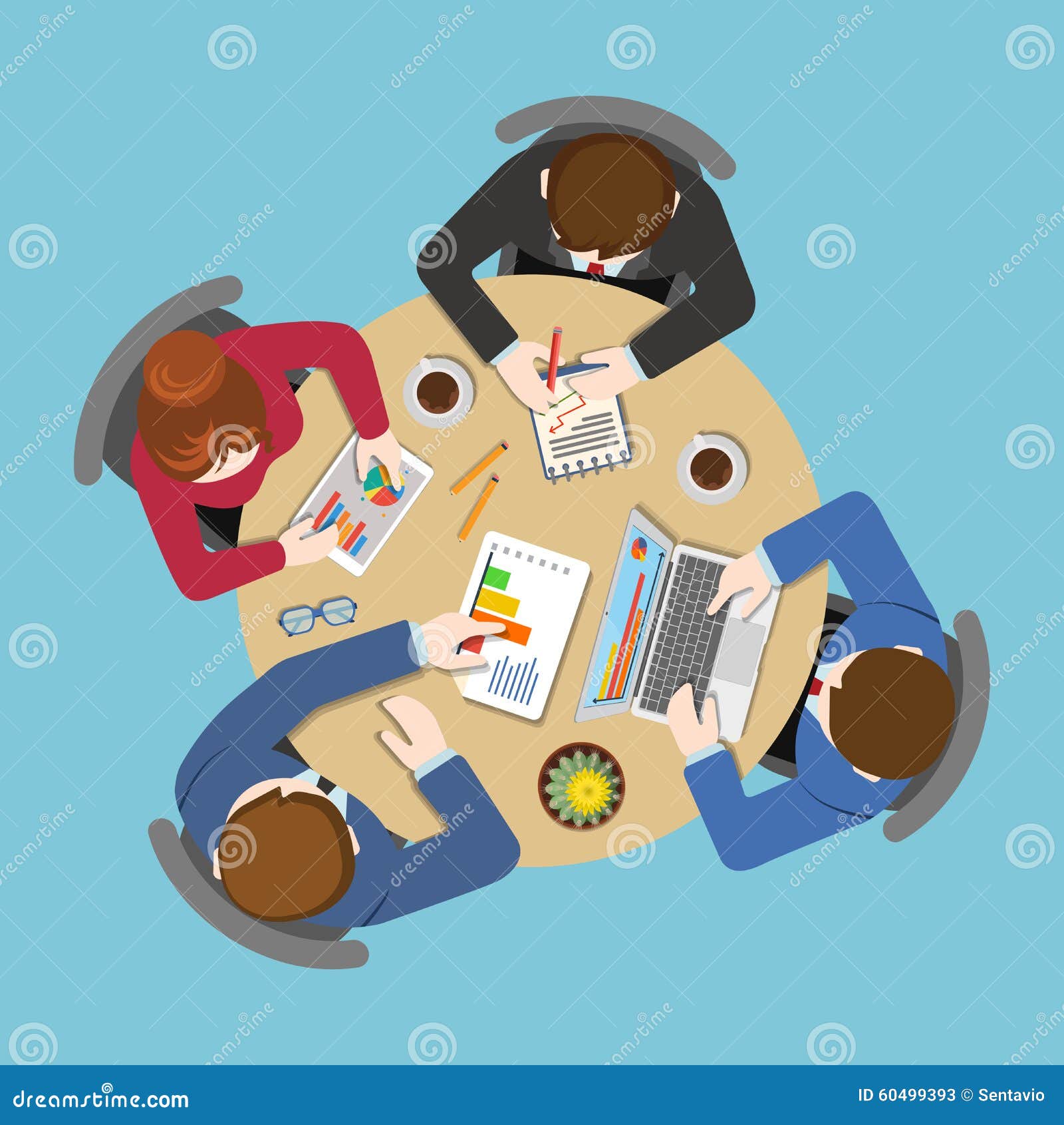 Office Business Flat : Staff Report Teamwork Analytics Stock Vector ...