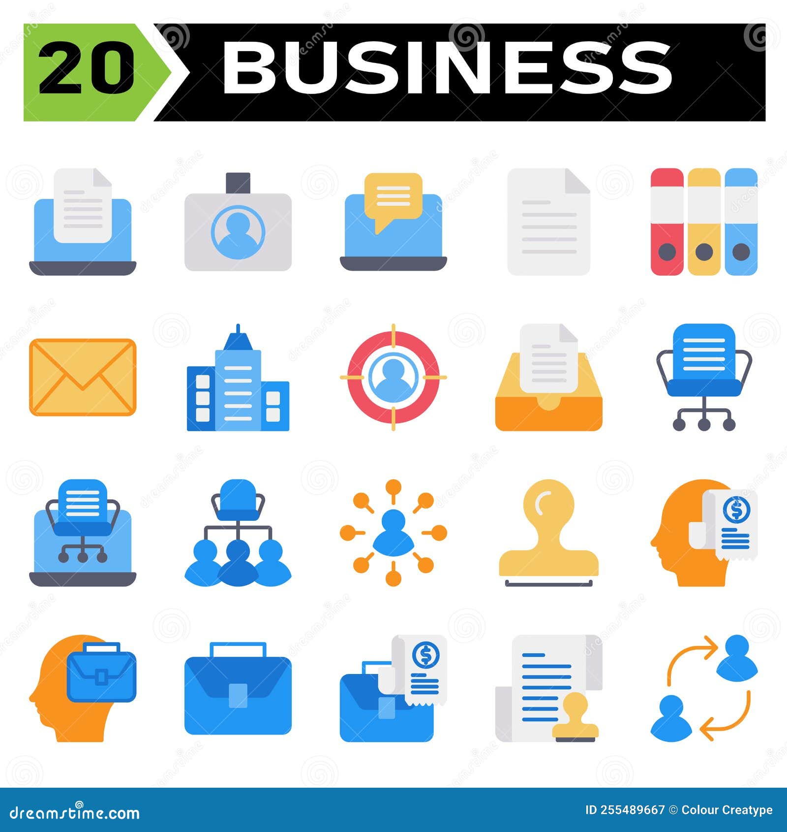 Office Business Icon Set Include Laptop, Document, Office, Work, Device ...