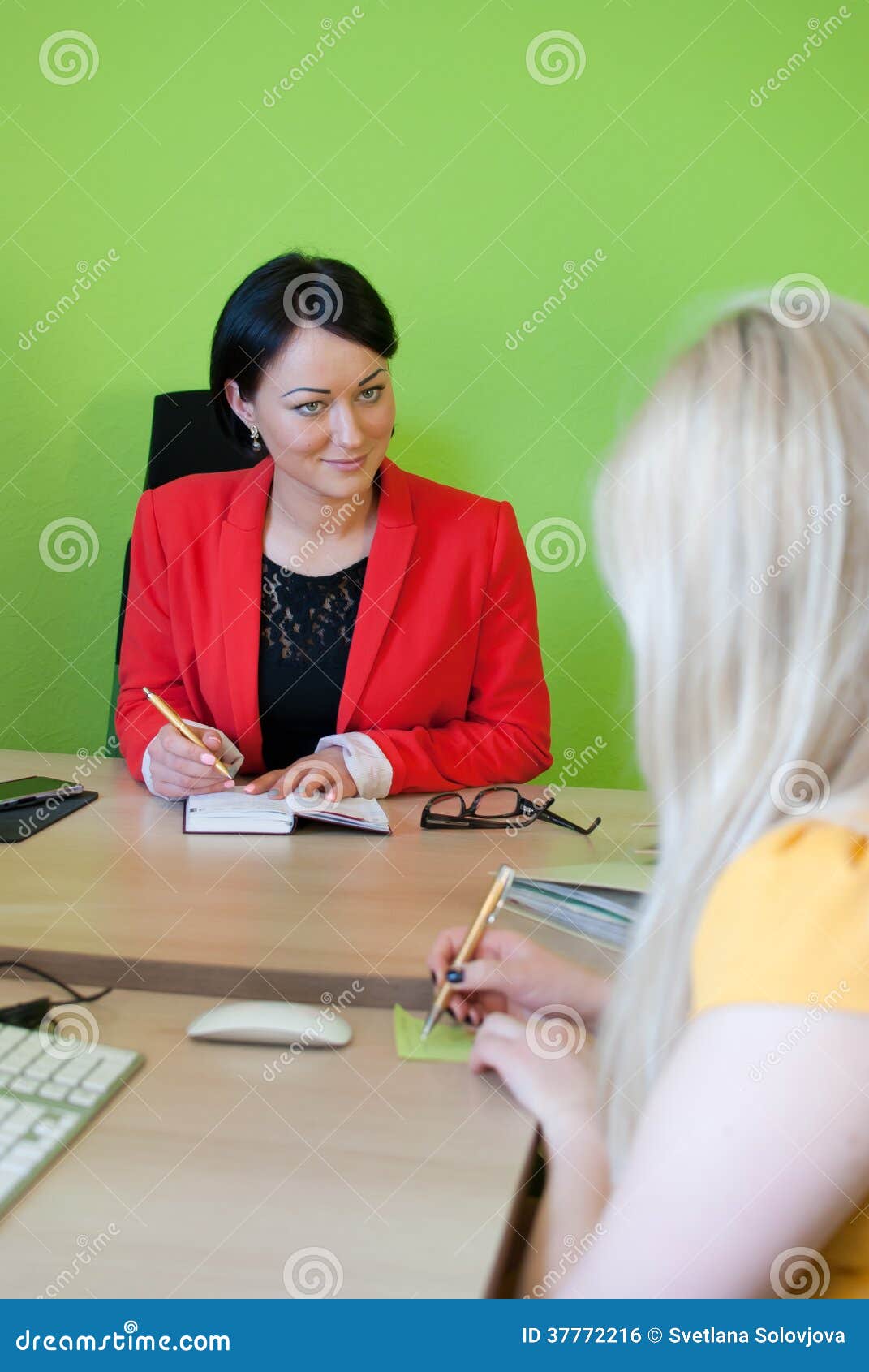 Office Business Interview Lady Woman Two Write Work Stock Photos - Free ...