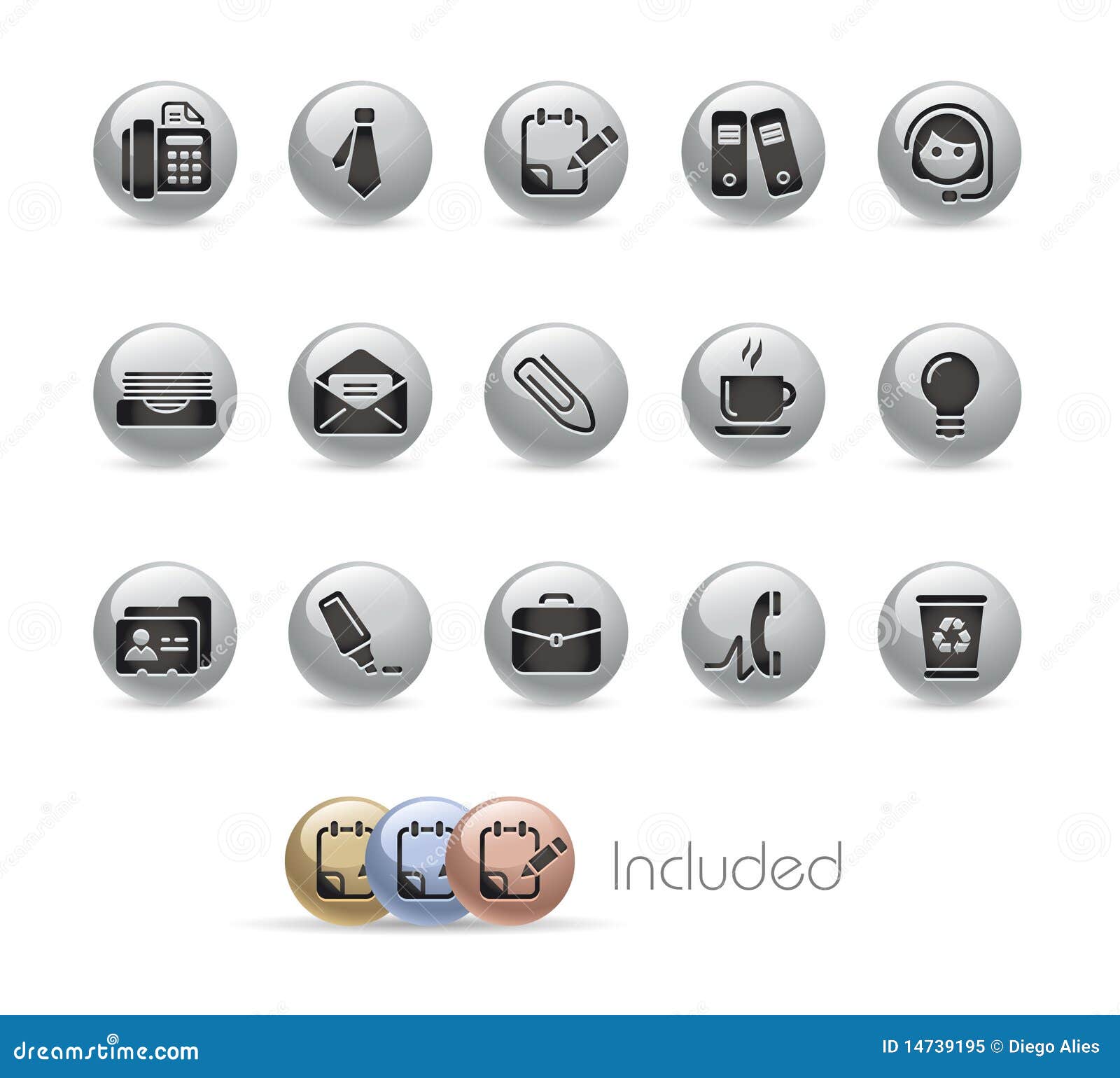 Office & Business // Metal Button Series Stock Vector - Illustration of ...