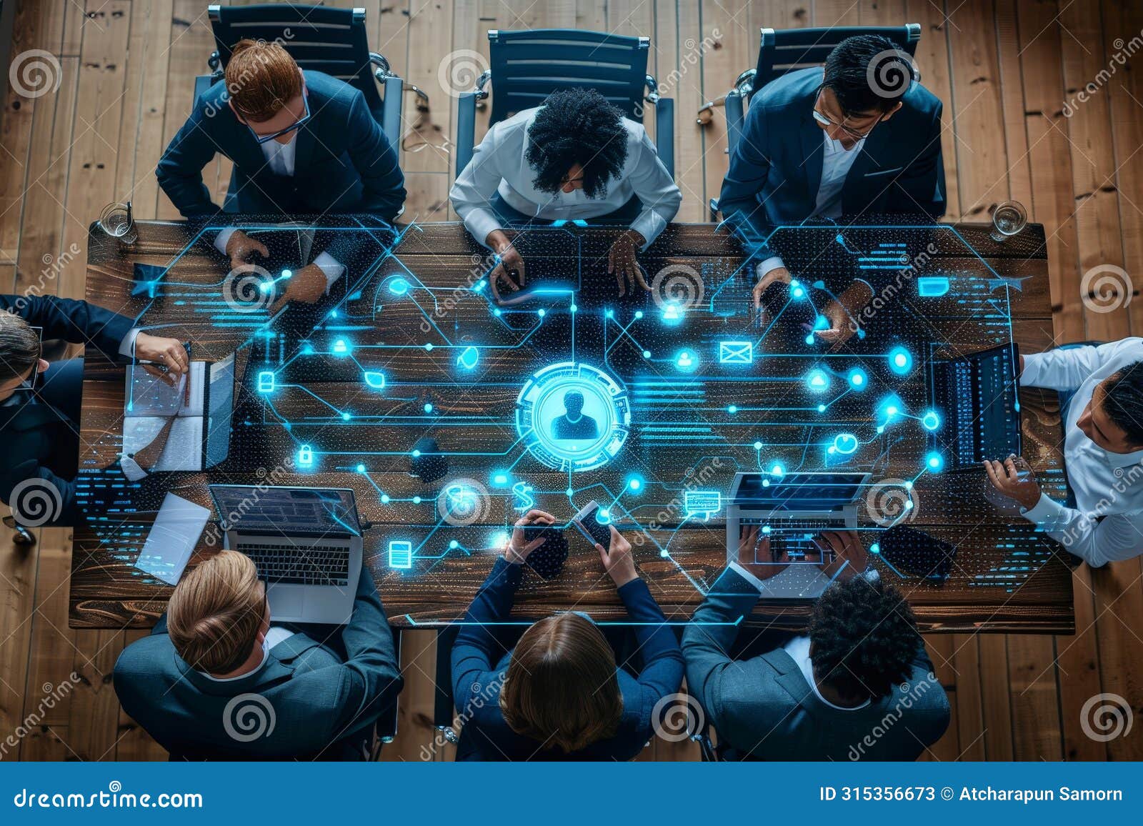 Office Business People Discussion with Online Network Connection Effect ...