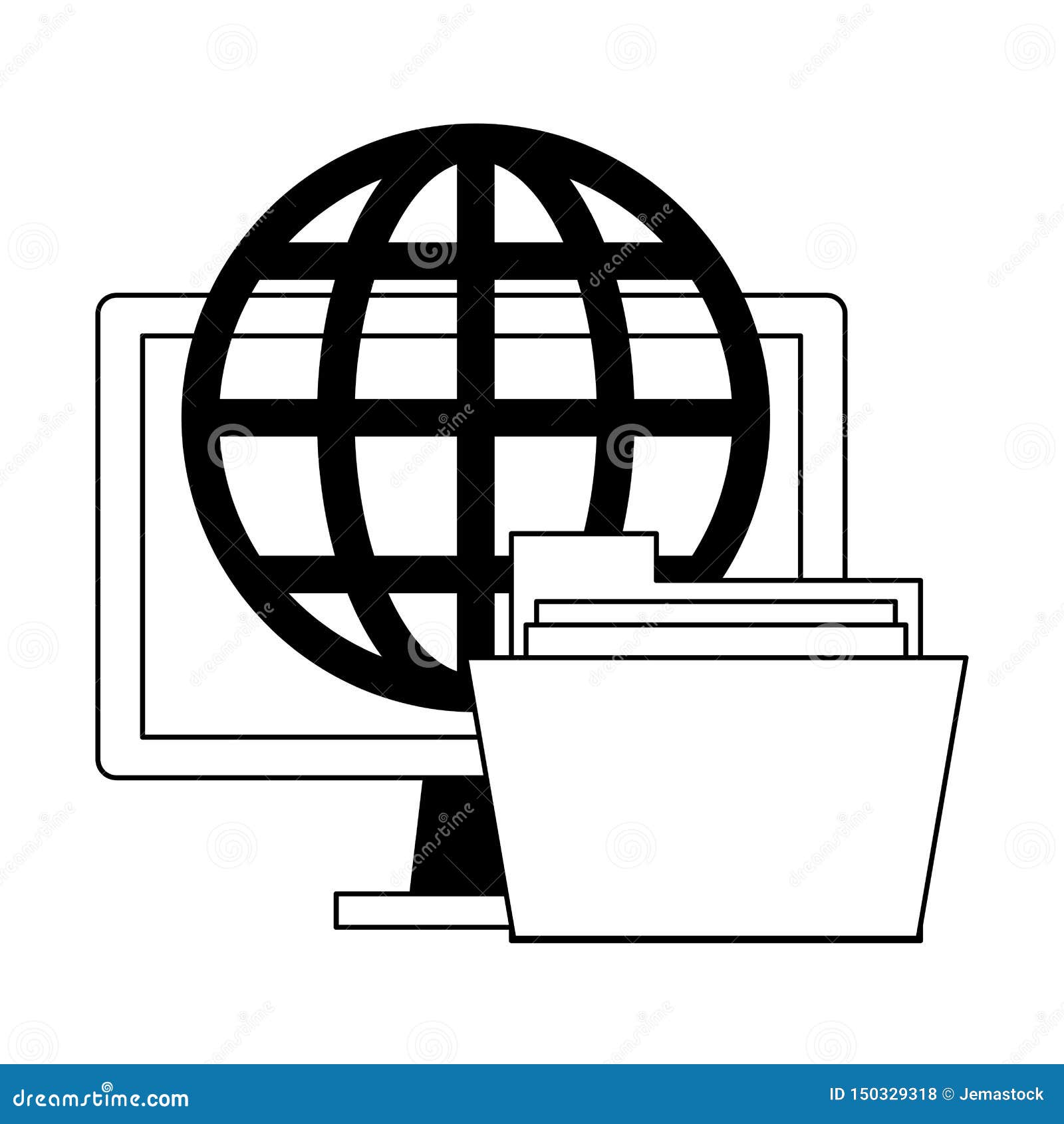 Office and Business Technology Symbols in Black and White Stock Vector ...