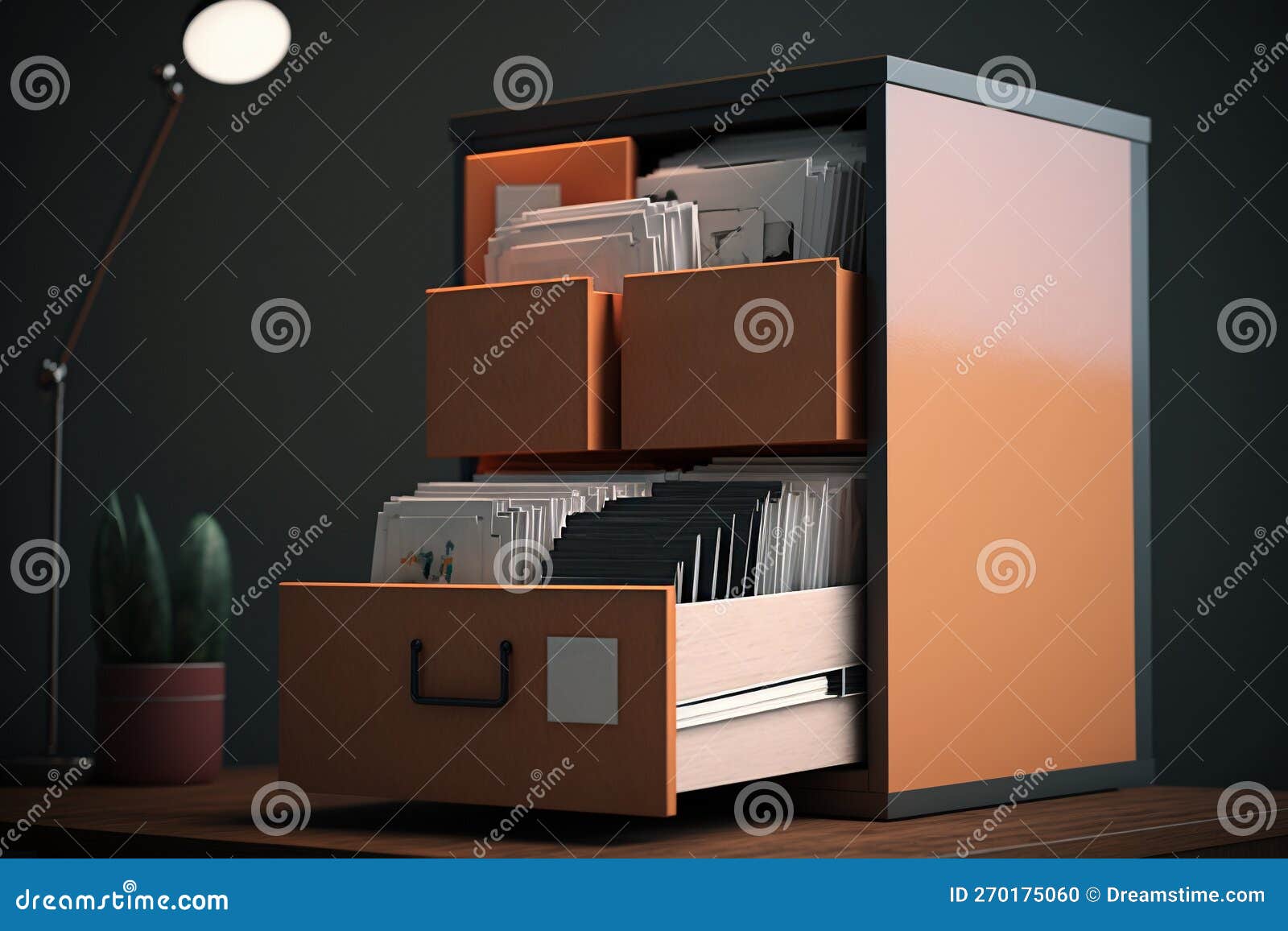 Office Cabinet Storage with Documents, Illustration Generative AI Stock ...