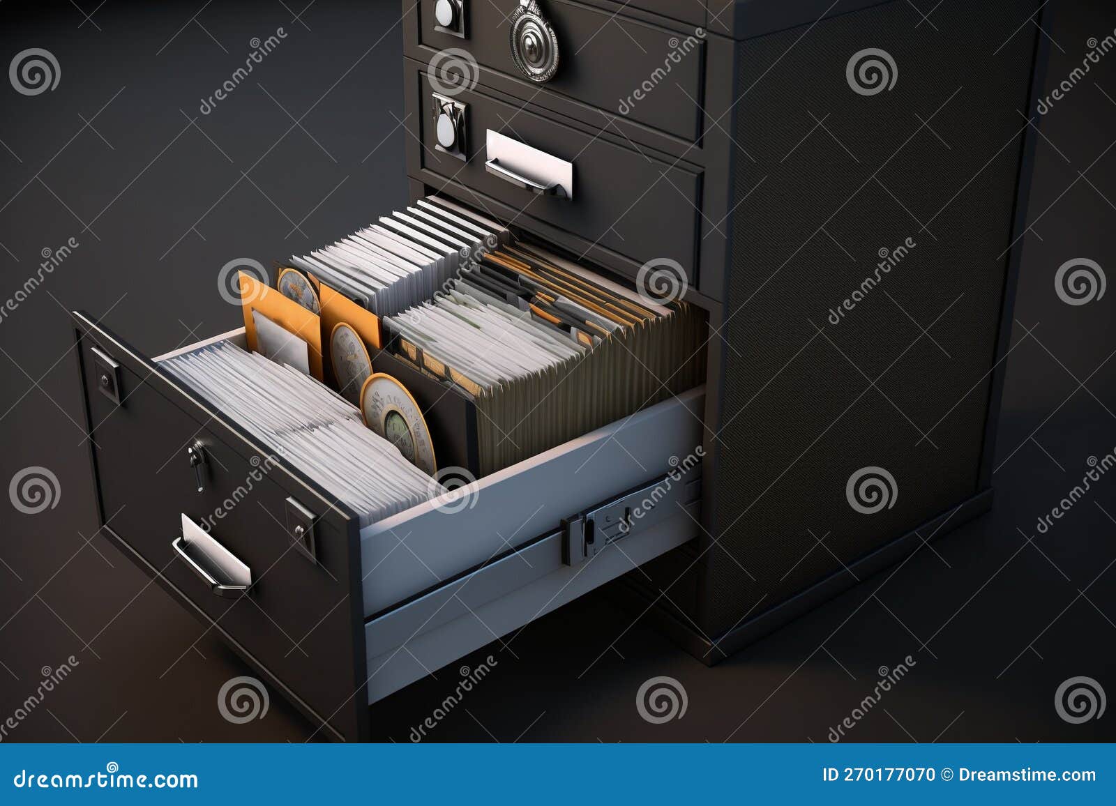 Office Cabinet Storage with Documents, Illustration Generative AI Stock ...