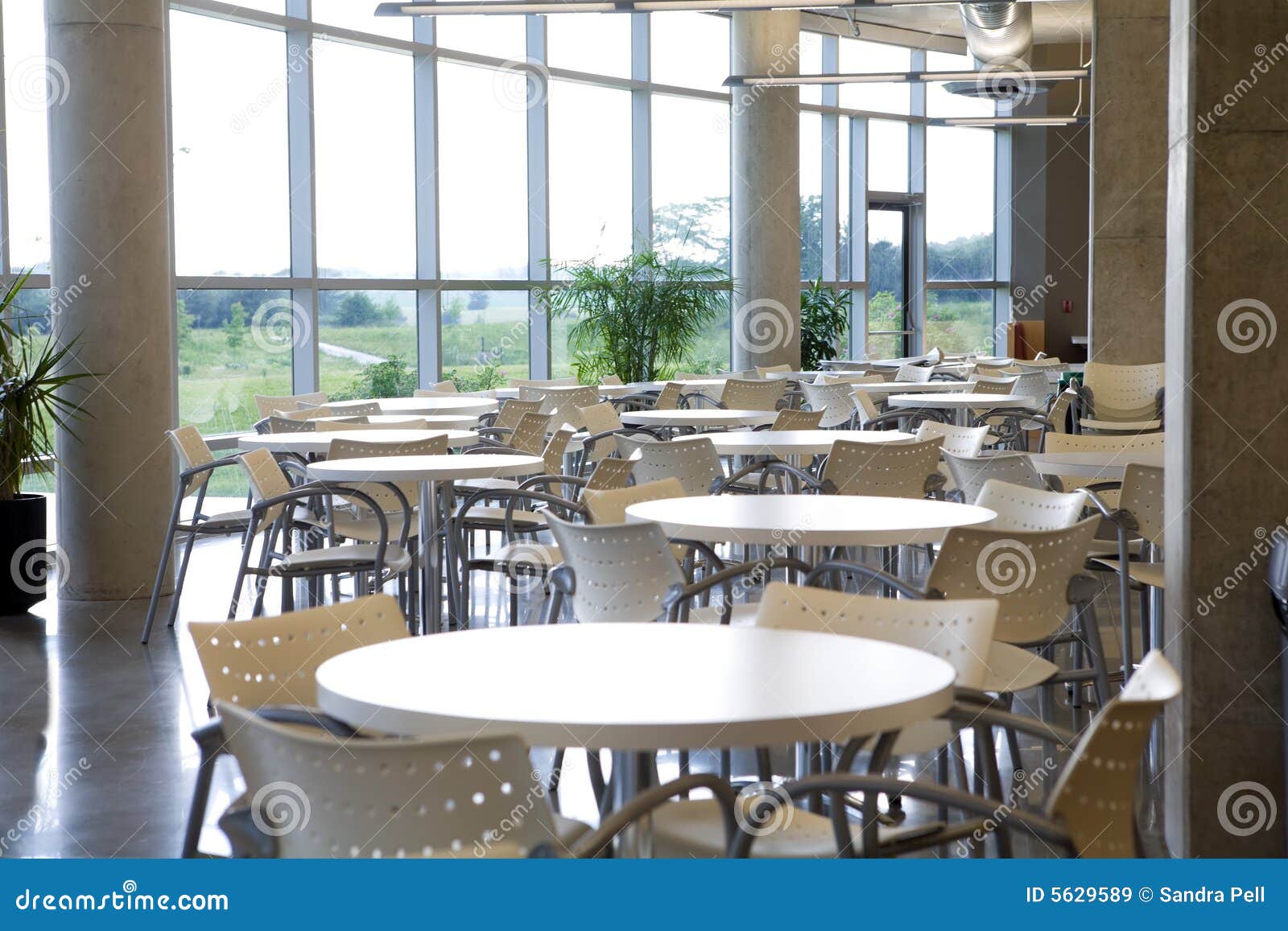 Office Cafeteria with Centered Table. Stock Image - Image of office ...
