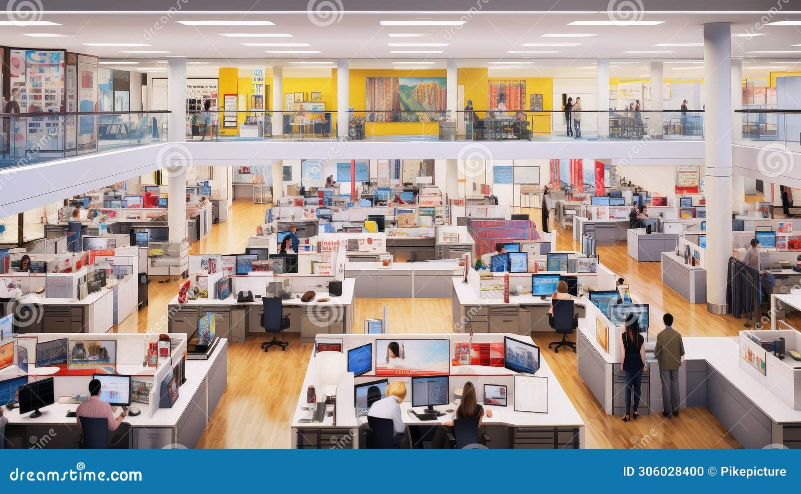 Office Call Center Building Stock Illustration - Illustration of ...