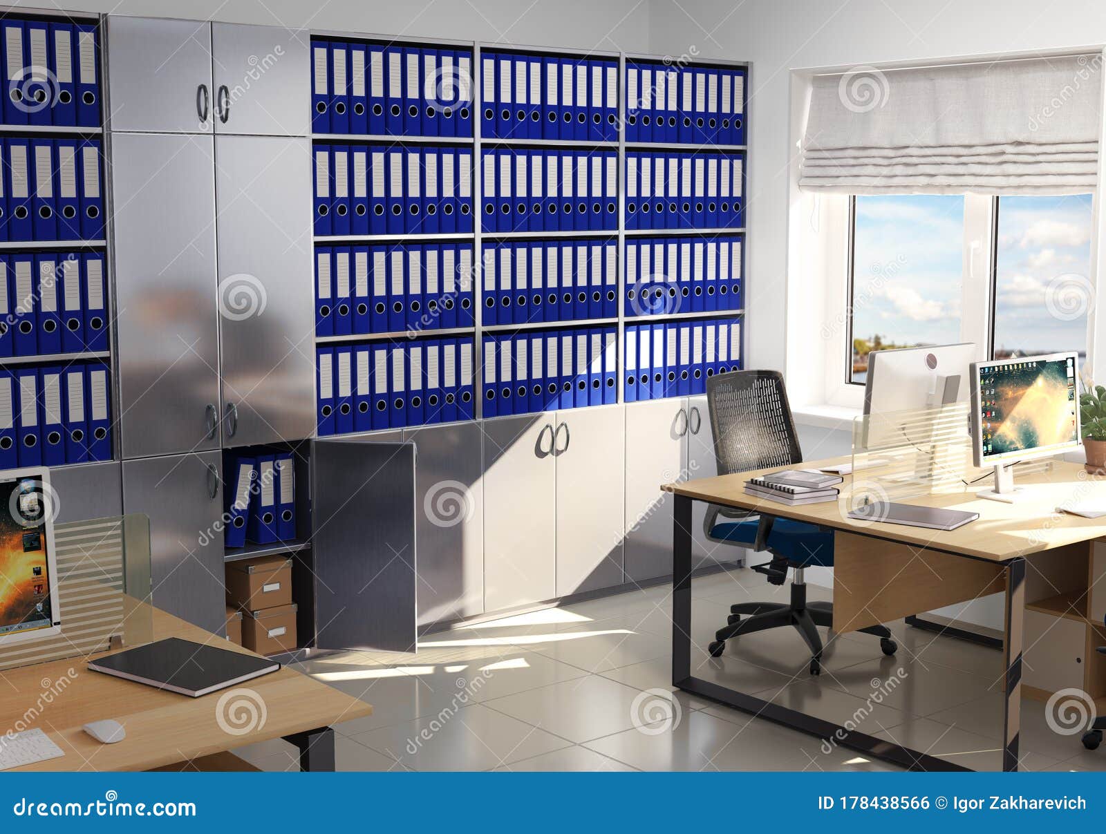 Office. Case for Document Folders, Archival Interior Stock Illustration ...