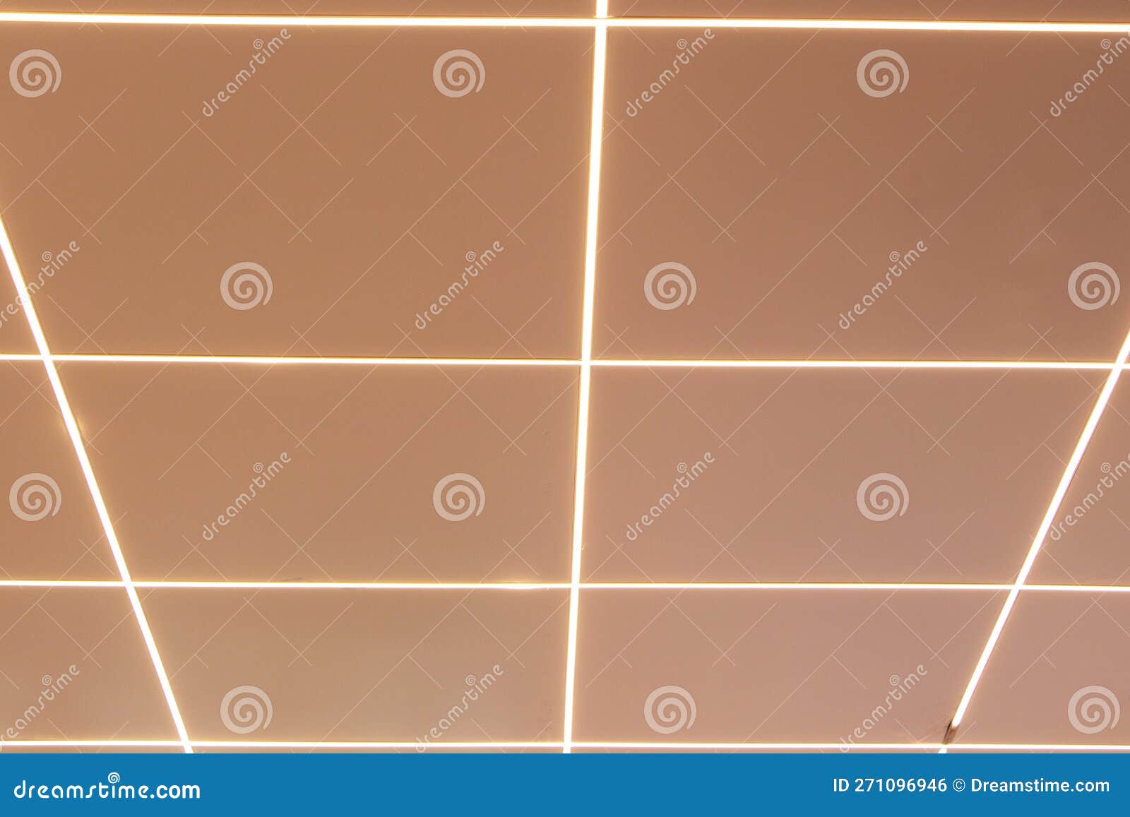 Office Ceiling Brown. Light on Edge of Square Ceiling Stock Photo ...