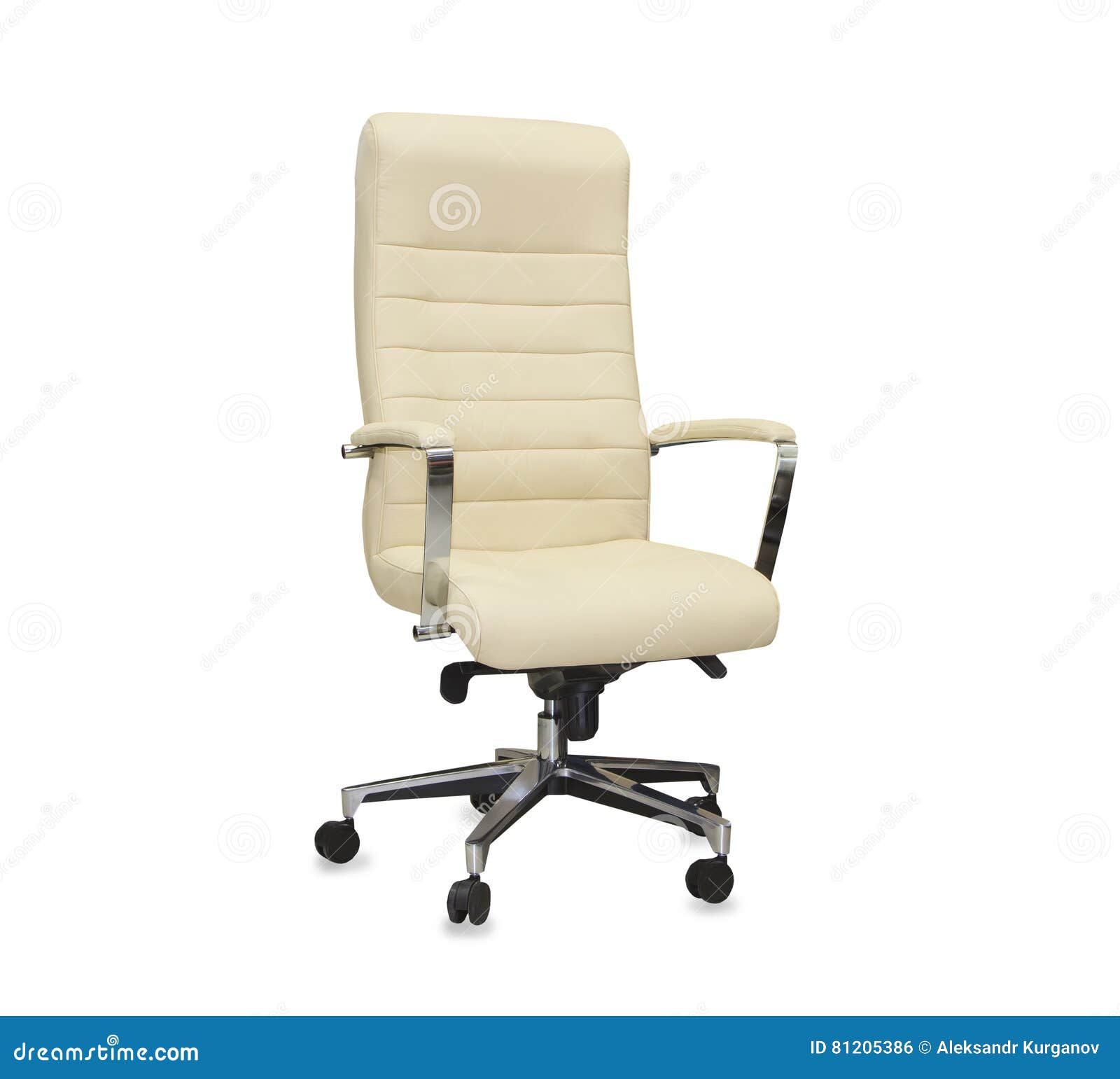 Office Chair from Beige Leather. Isolated Stock Photo - Image of ...