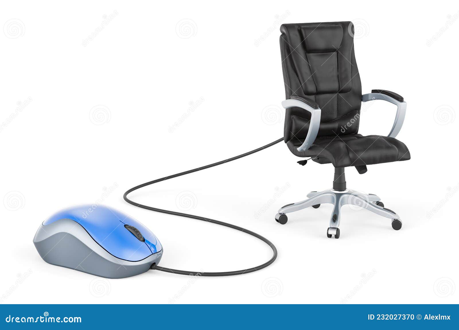 Office Chair with Computer Mouse. 3D Rendering Stock Illustration ...