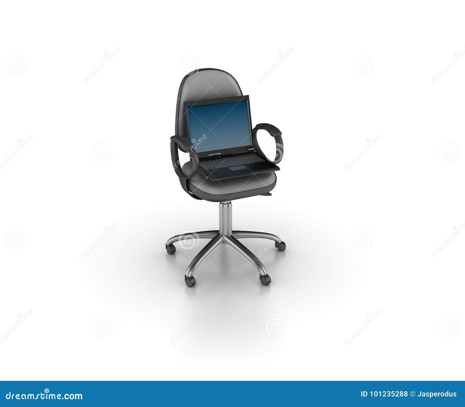 Office Chair with Computer Notebook Stock Illustration - Illustration ...