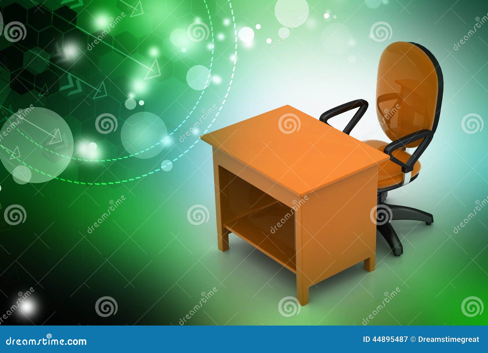 Office Chair and Computer Table Stock Illustration - Illustration of ...