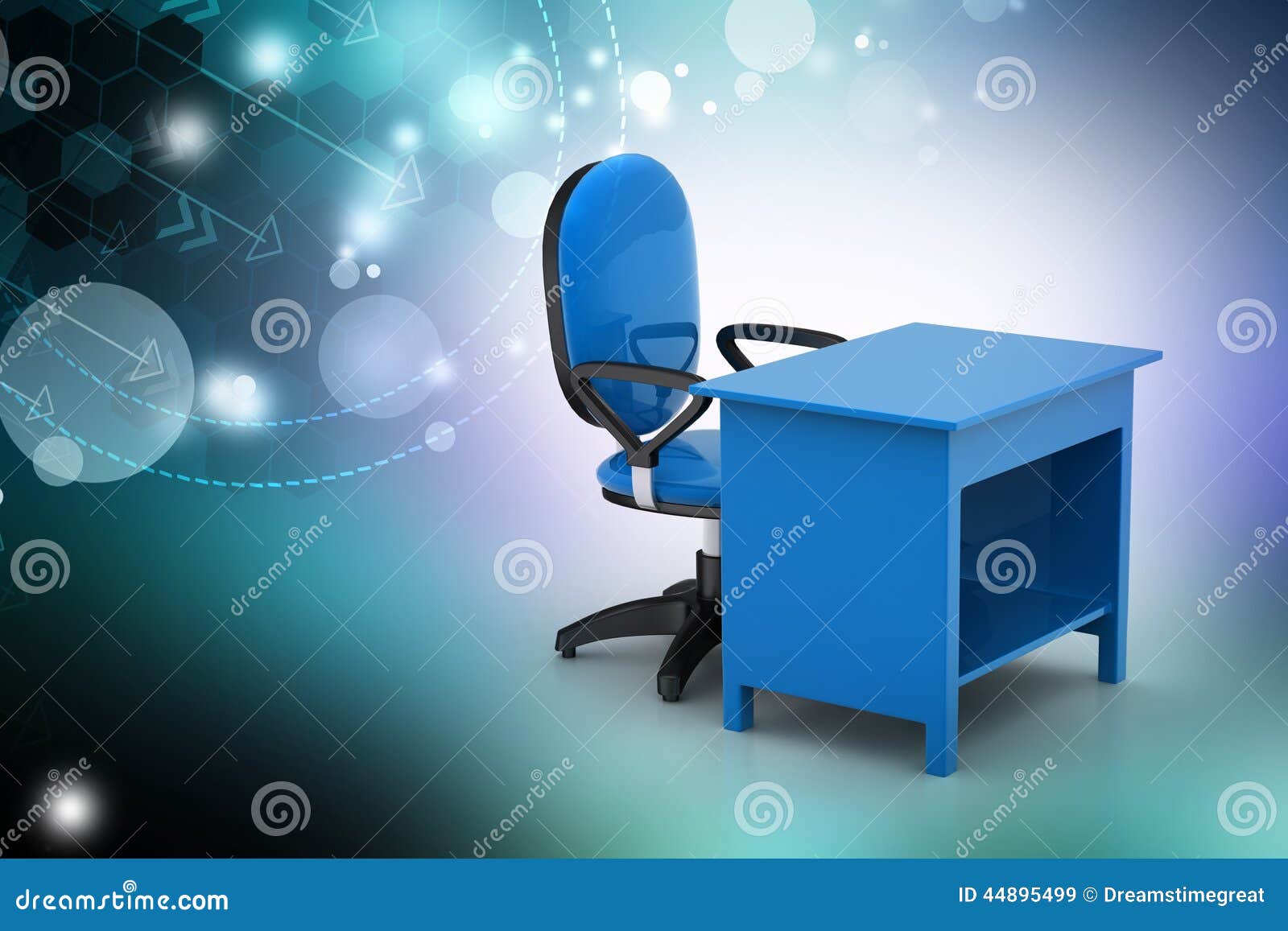 Office Chair and Computer Table Stock Illustration - Illustration of ...