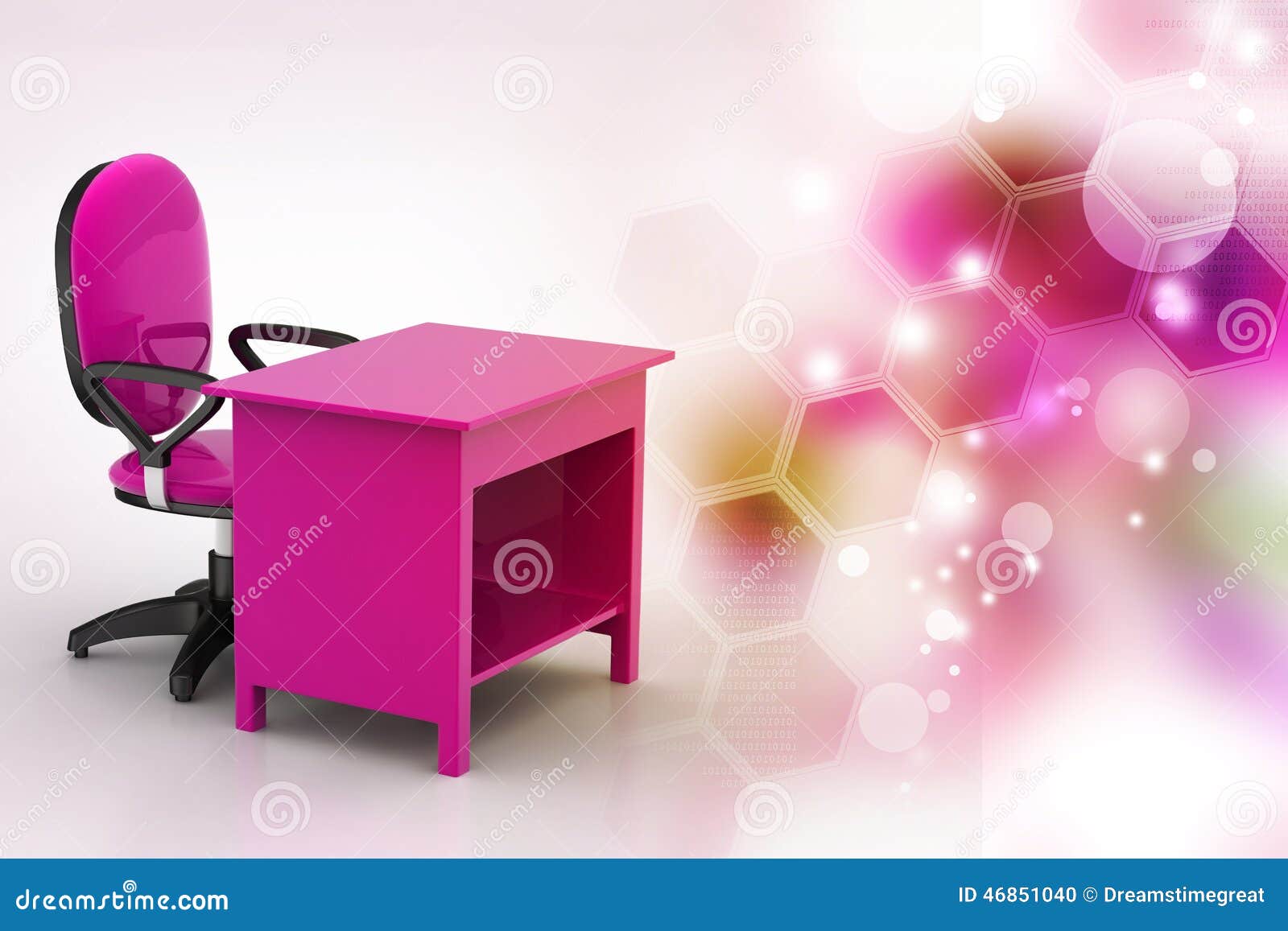 Office Chair and Computer Table Stock Illustration - Illustration of ...